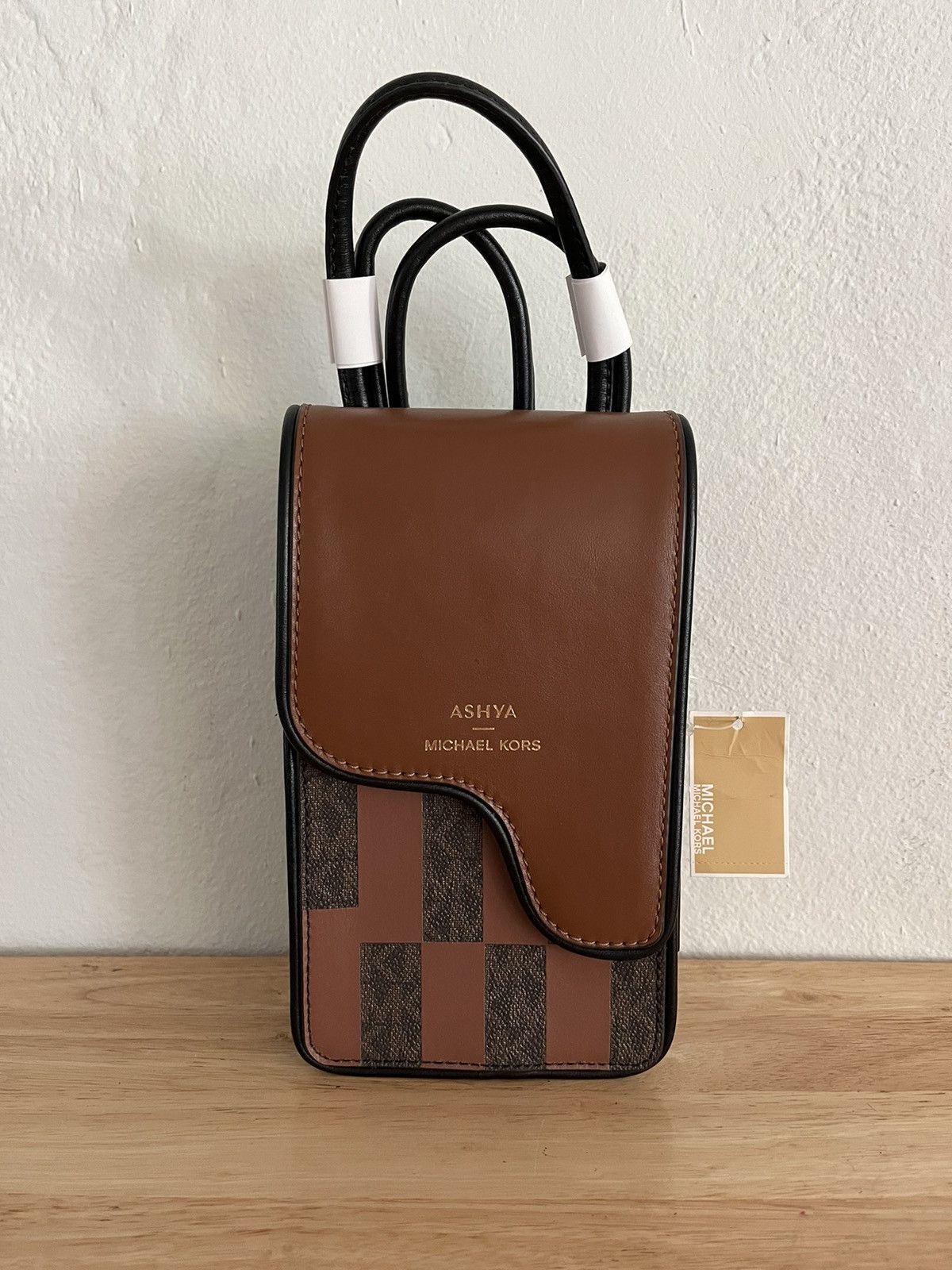 Michael Kors ASHYA X MICHAEL KORS Saga Signature & Leather Bolo Bag ...