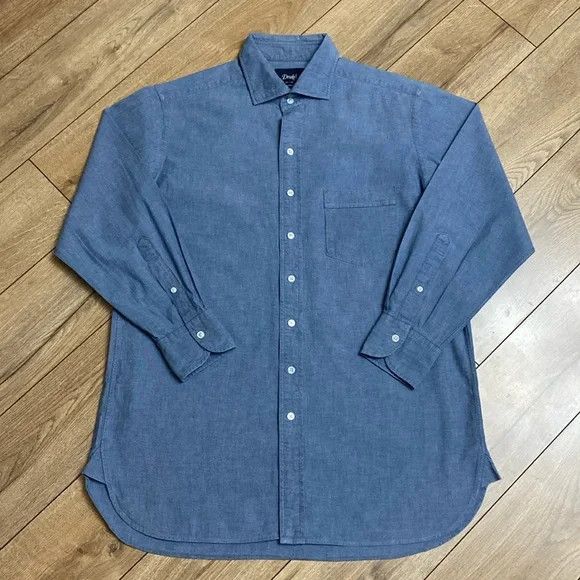 Drakes Drake's Blue Chambray Button-Down Shirt | Grailed