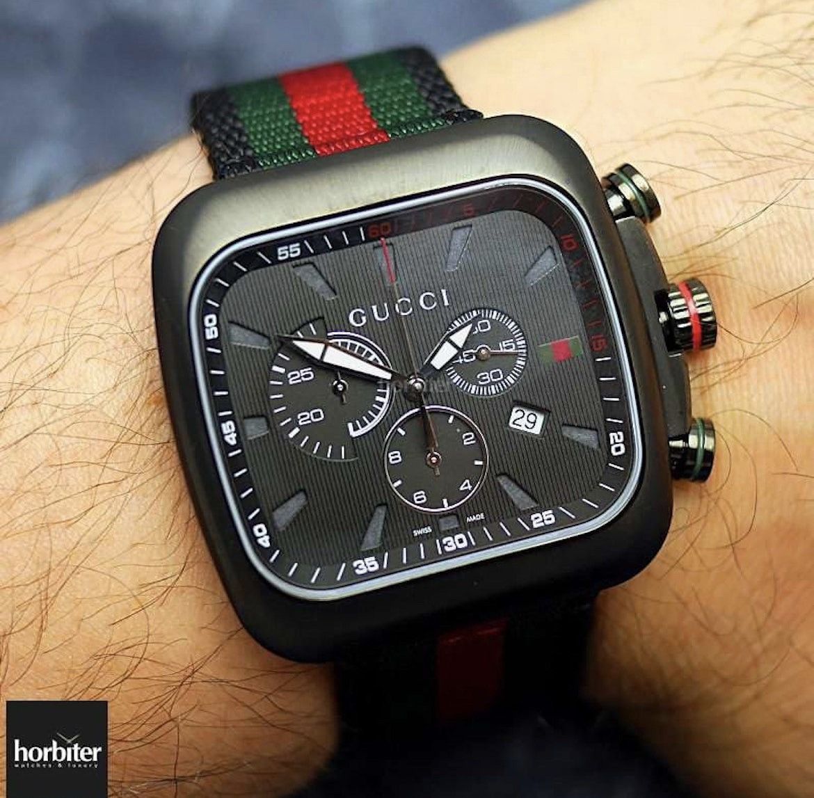 Gucci Gucci Coupe Chronograph Black Dial Nylon Strap Watch | Grailed