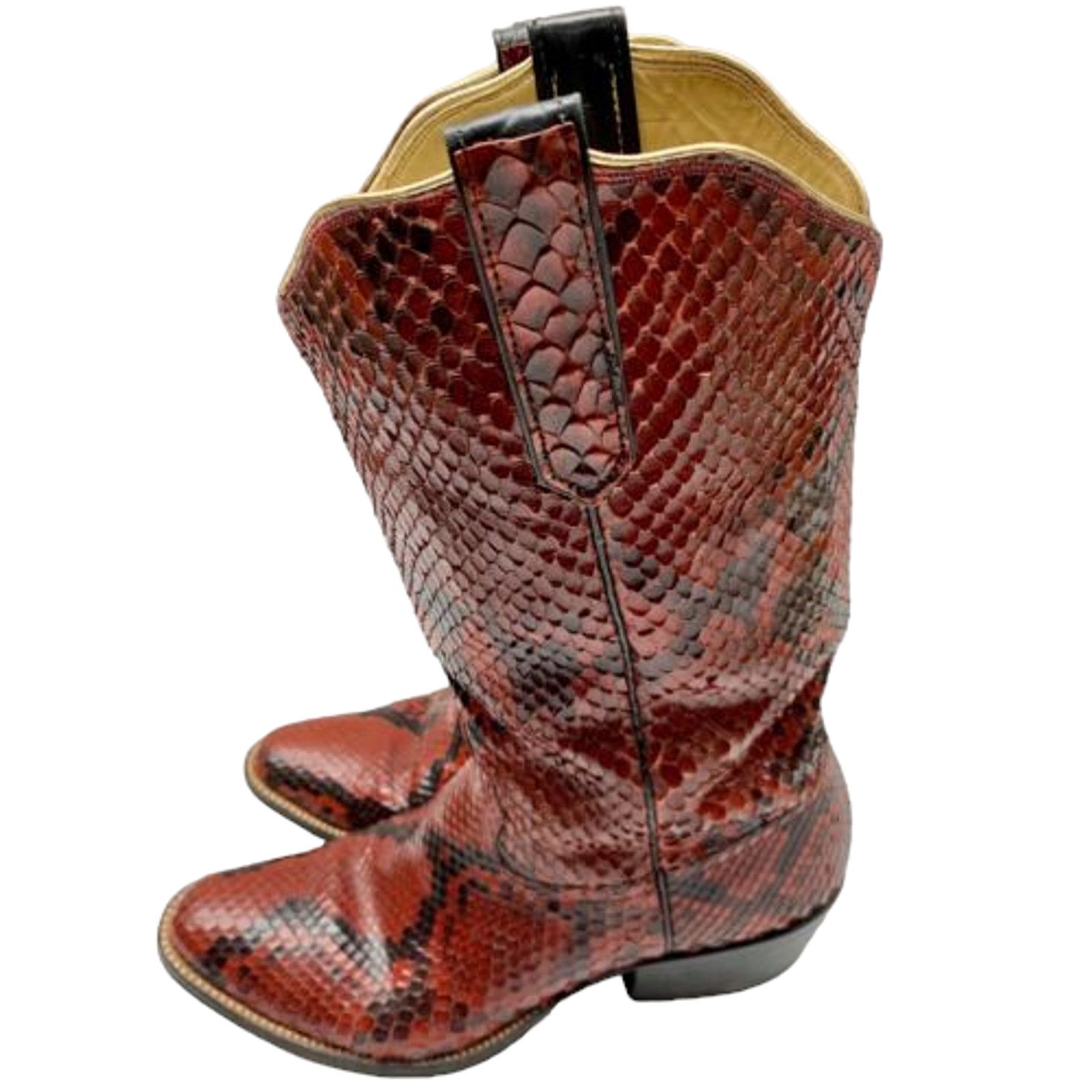 Mercedes Benz RIOS of MERCEDES #4950 Red Python Snake Skin 9.5D Boots | Grailed