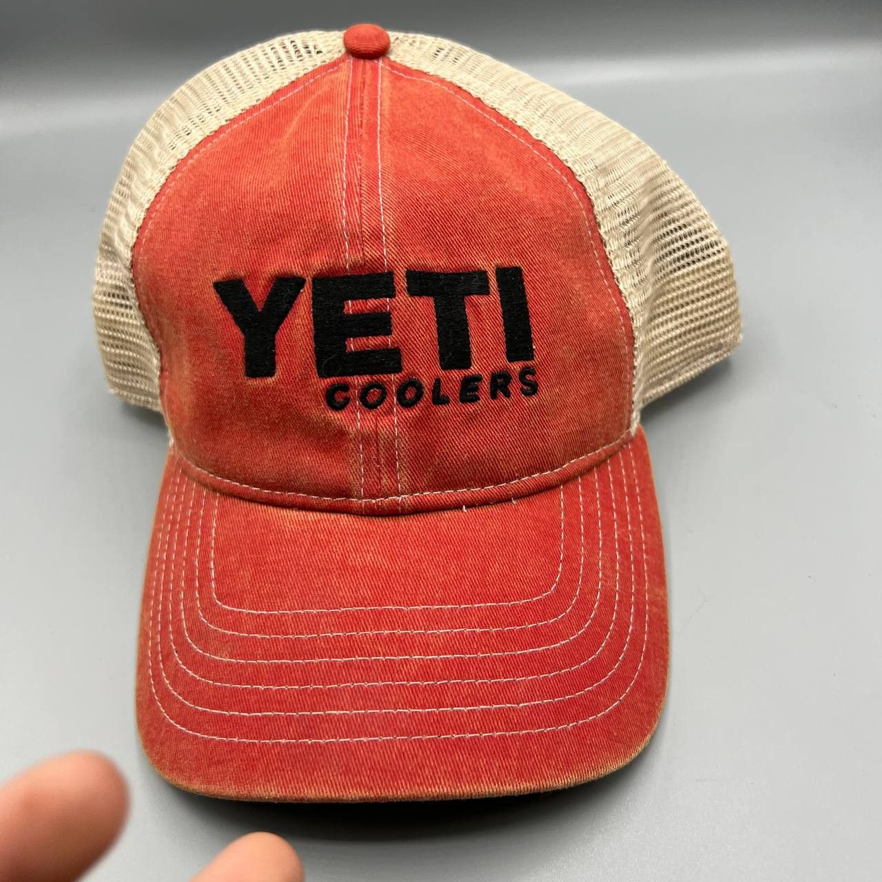 Yeti Yeti Coolers Trucker Hat Men Orange Beige Snap Back Cap | Grailed