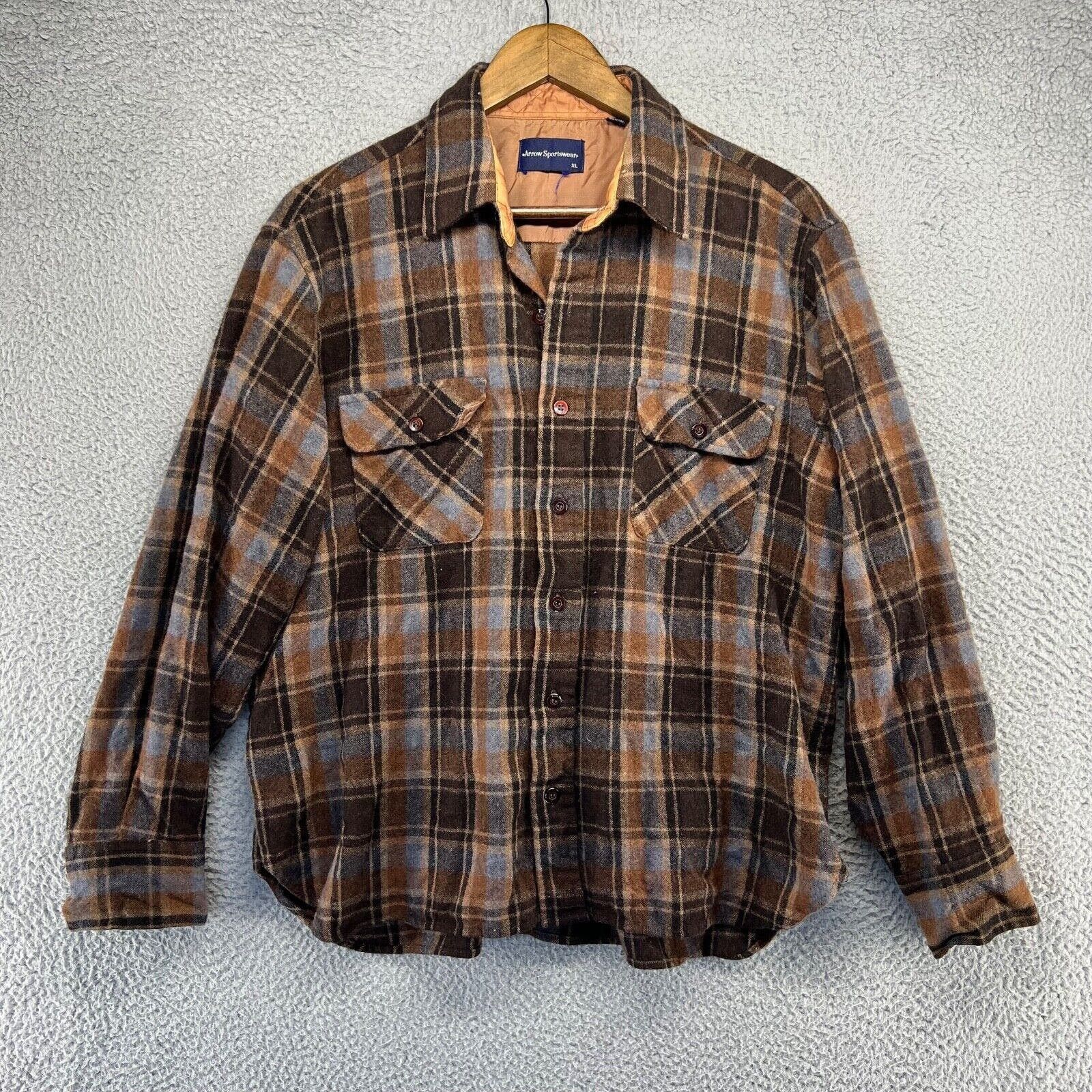 Arrow × Vintage Vintage Arrow Sportswear Flannel Shirt XL Brown Wool ...