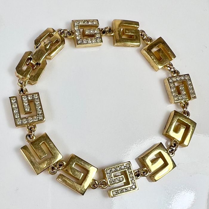 Givenchy Givenchy Crystal & Gold Logo Bracelet | Grailed