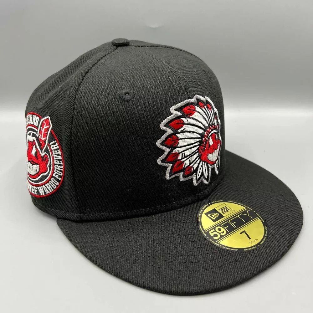 New Era Cleveland Indians Guardians Hat Men 7 Black Fitted Cap New ...