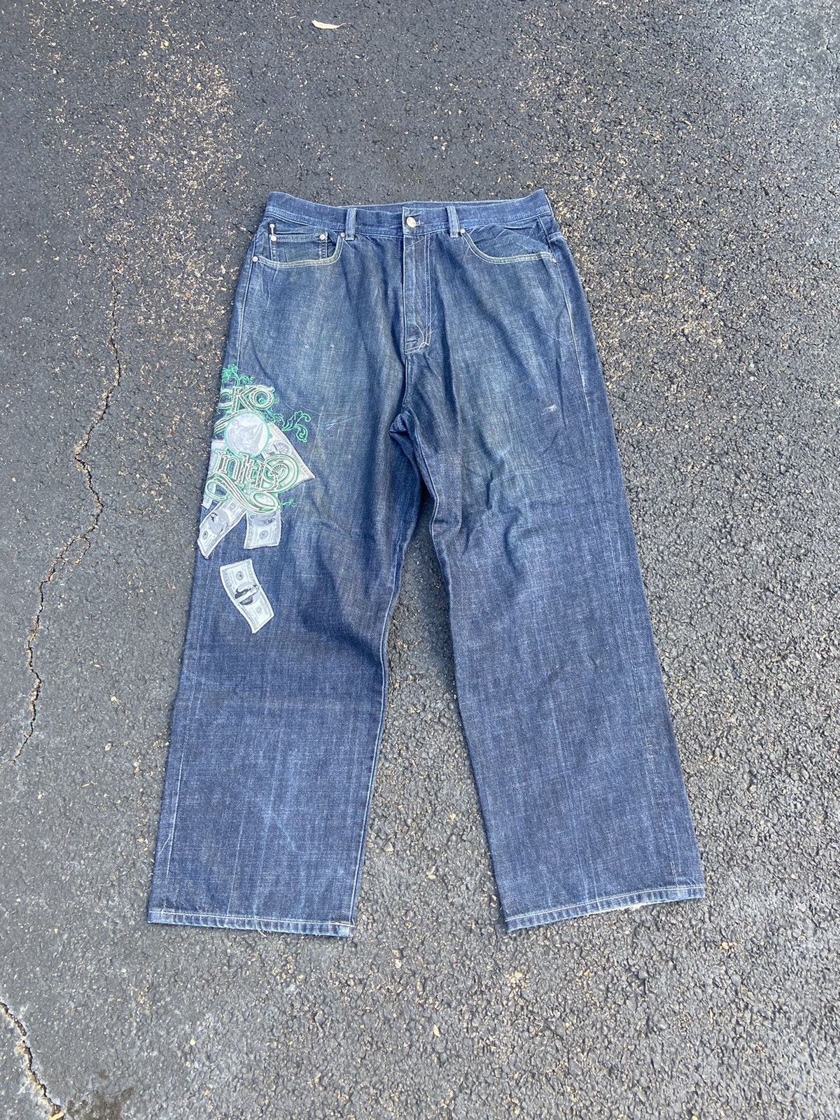 Pre-owned Ecko Unltd X Jnco Crazy Vintage Baggy Y2k Ecko Embroidered Blue Jeans Usa | ModeSens