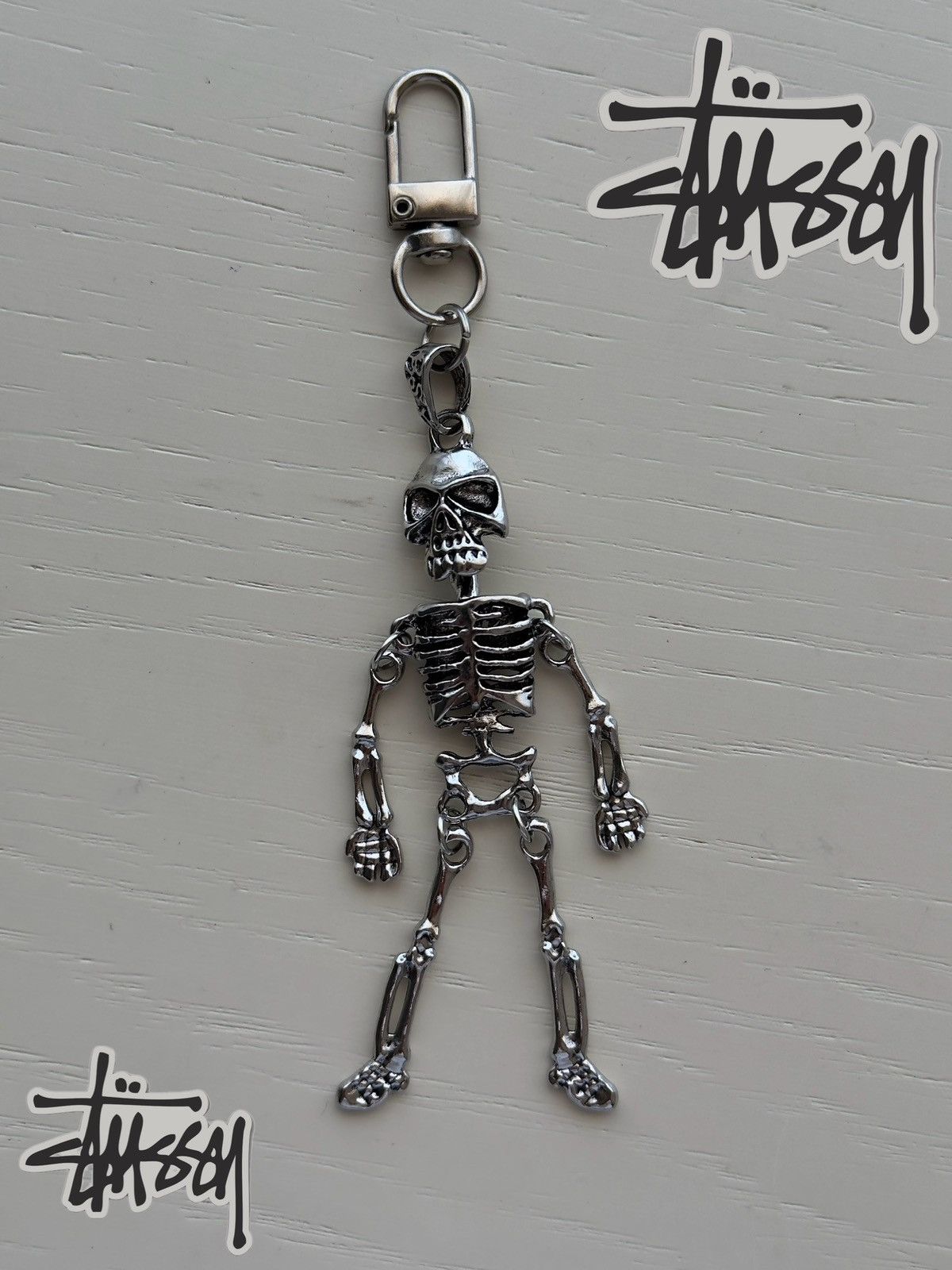 Stussy Stüssy Silver Skull Skeleton | Grailed