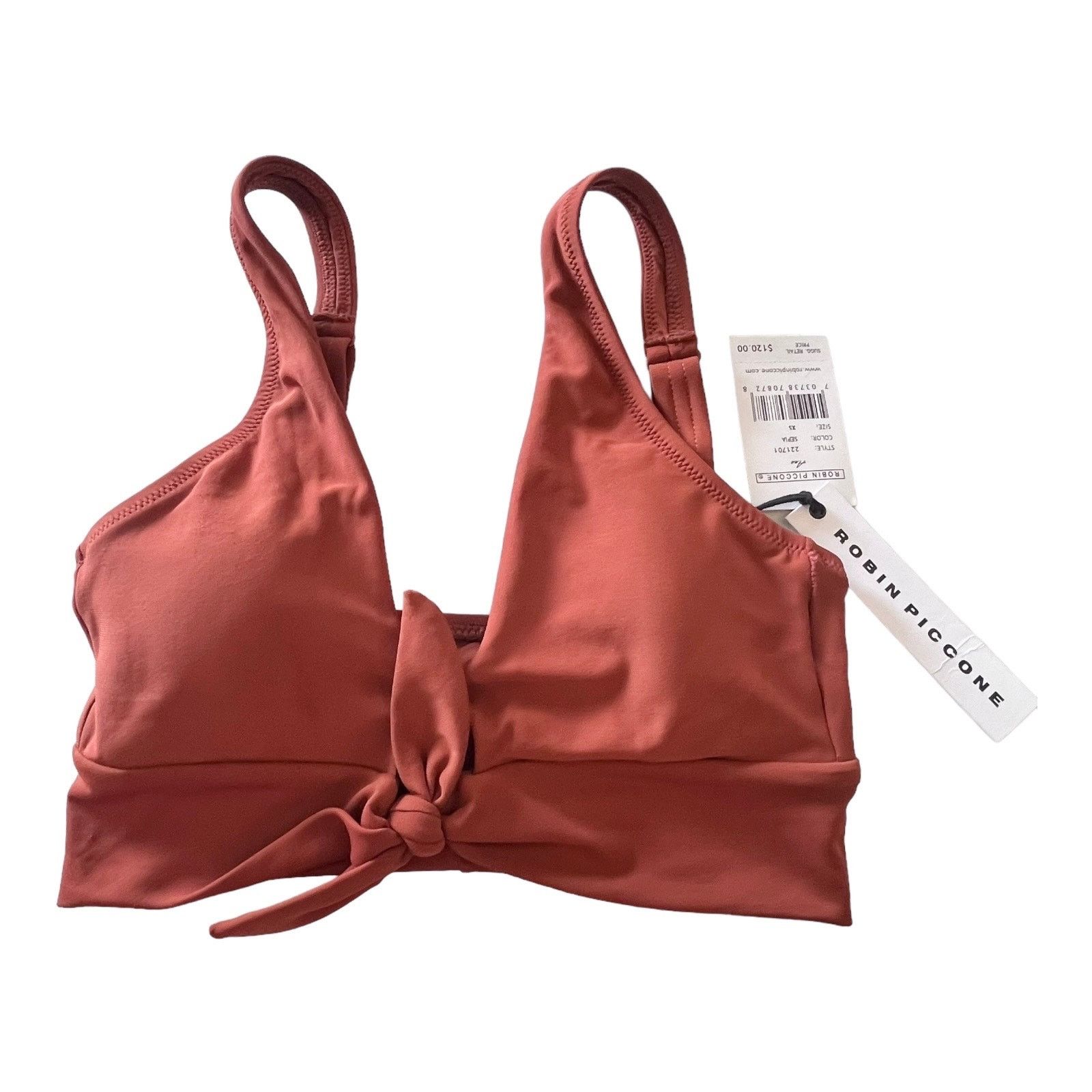 Vintage NEW Robin Piccone Ava Longline Knot Front BIKINI TOP XS Swim ...