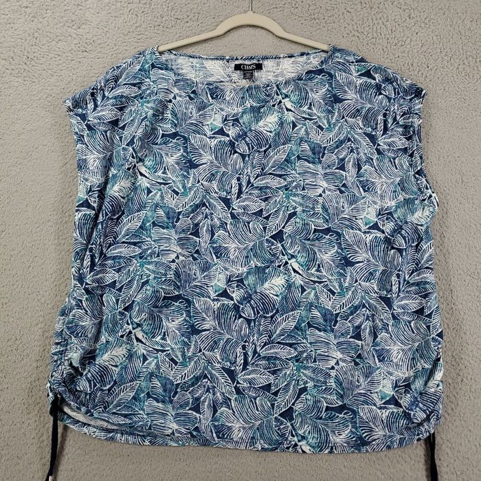 Chaps Chaps Blouse Womens 2X Blue White Floral Lightweight Tank ...