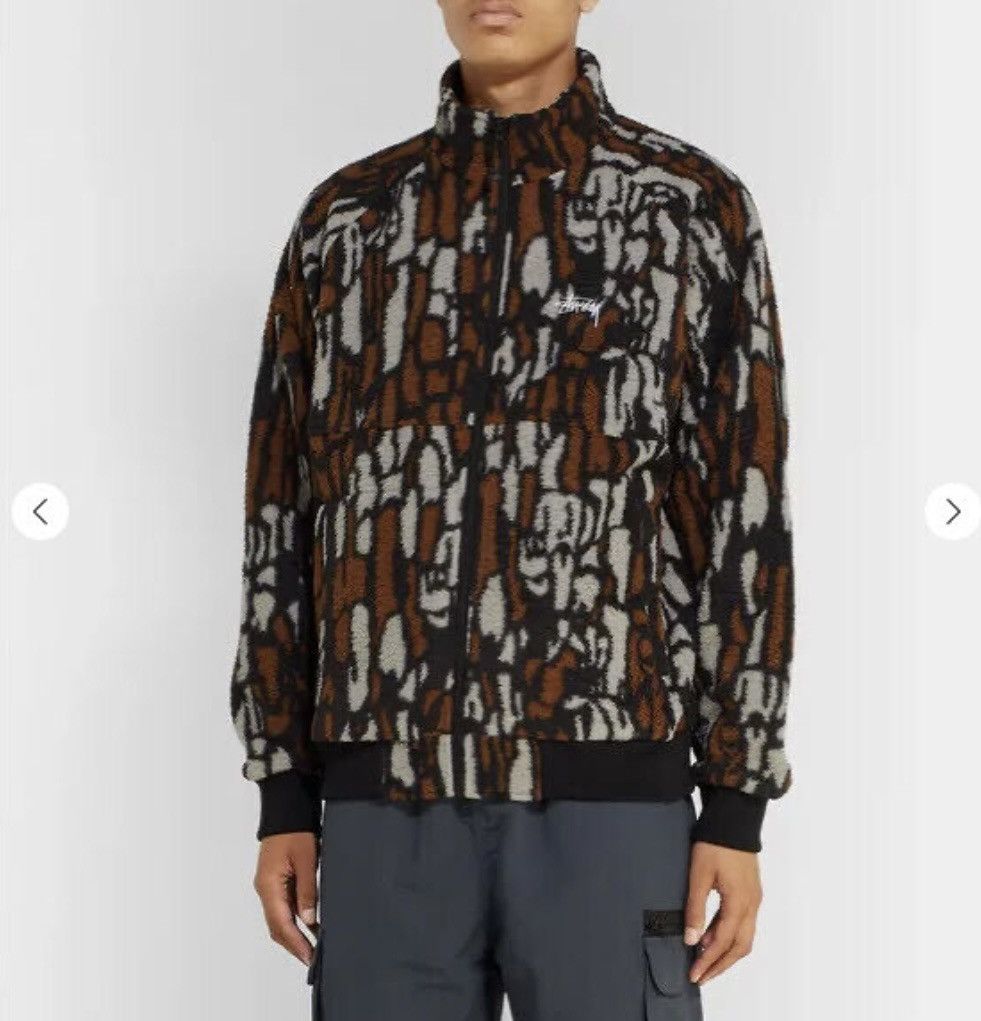 Stussy STUSSY Tree Bark Brown Fleece Jacket | Grailed