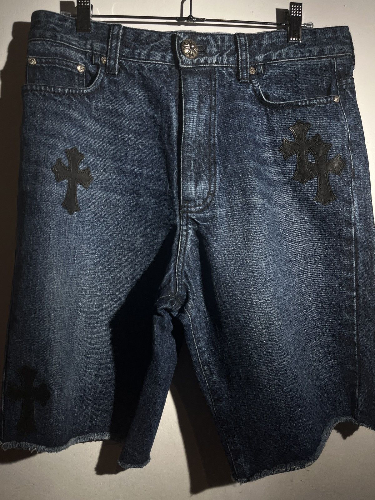 Chrome Hearts Chrome Heart Denim Shorts with Crosses | Grailed