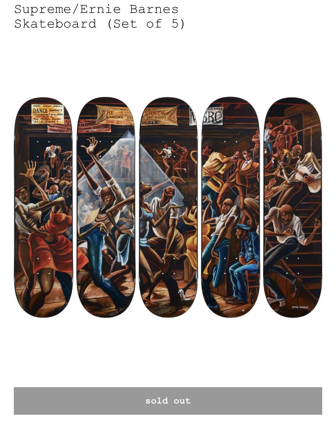 Supreme Supreme/Ernie Barnes Skateboard Deck Set (Set of 5) | Grailed