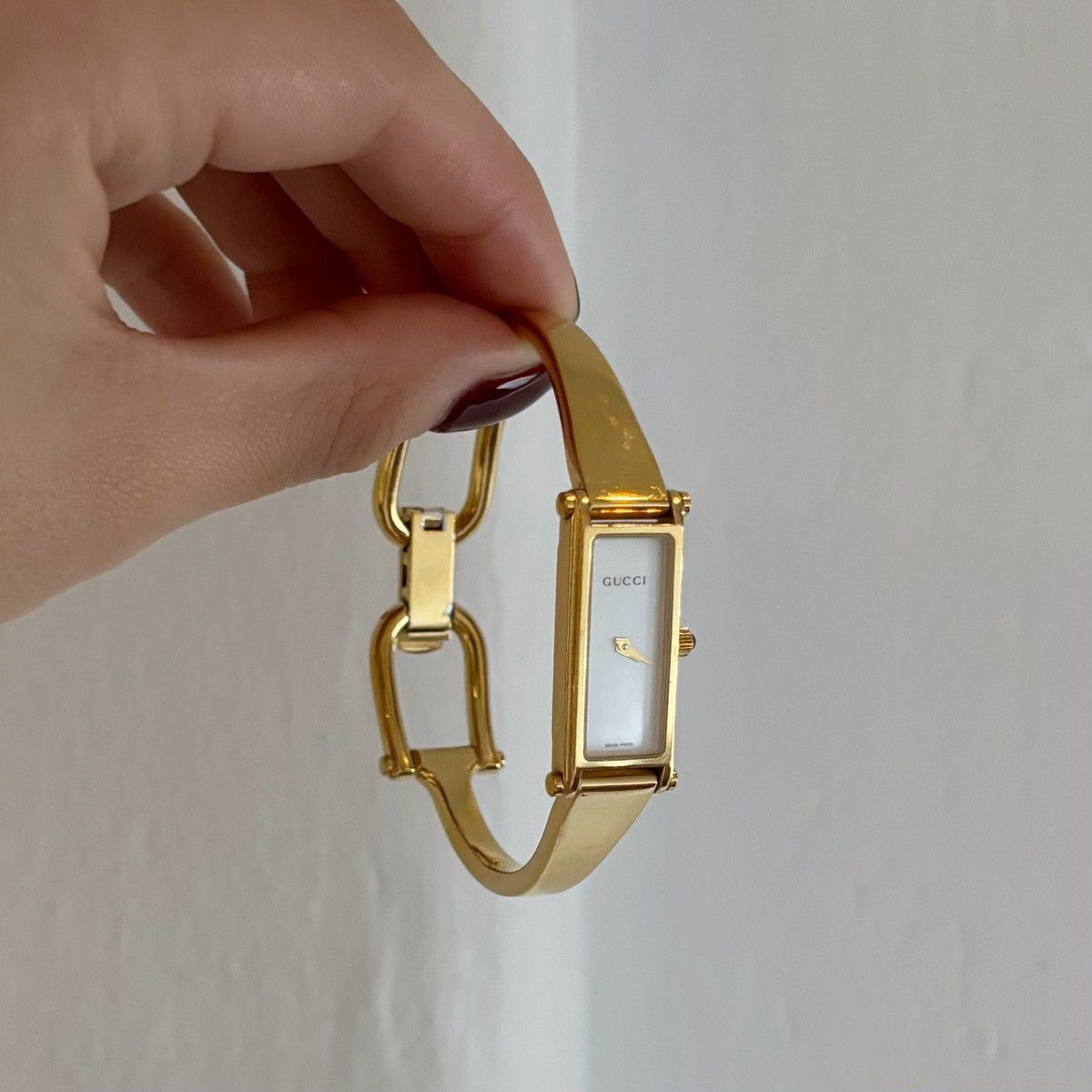 Gucci Gucci 90s Gold Plated Rectangular Bangle Watch | Grailed