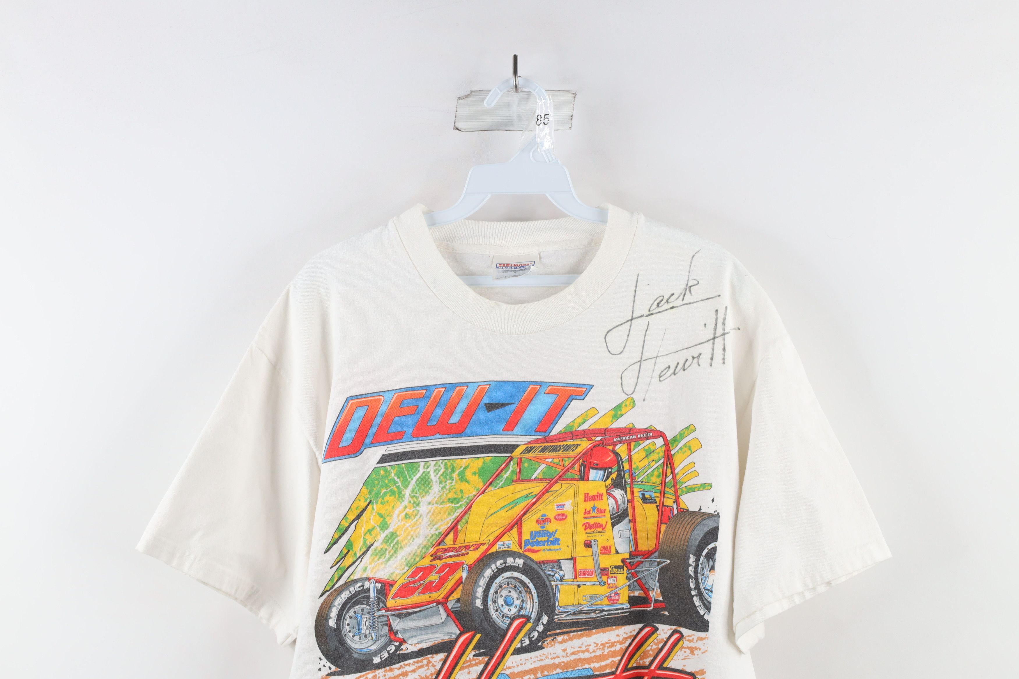 Vintage Vintage Autographed Jack Hewitt Racing T-Shirt White Cotton ...