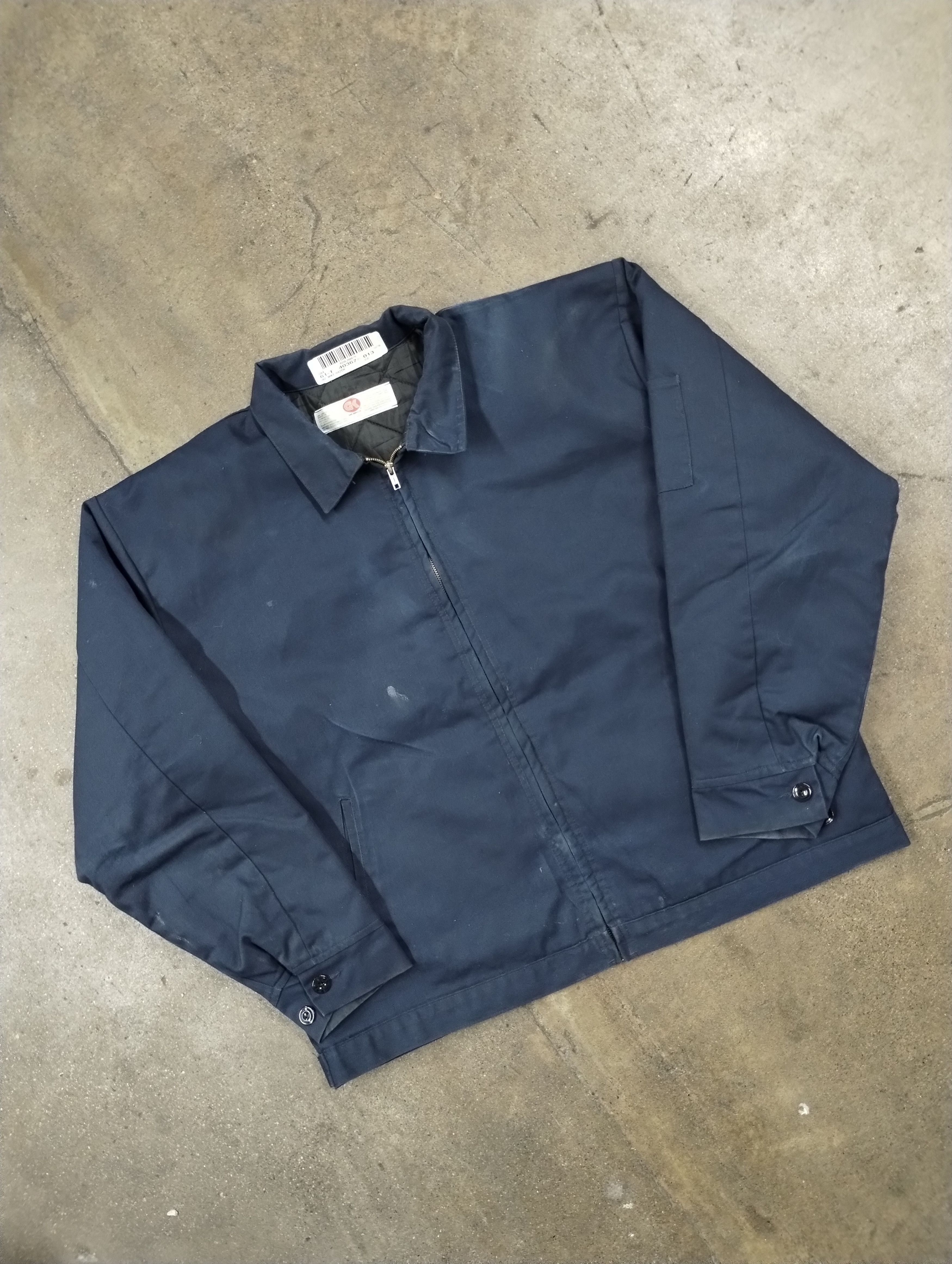 Vintage × Windbreaker Vintage 90s Work Navy Zip Padded Jacket | Grailed