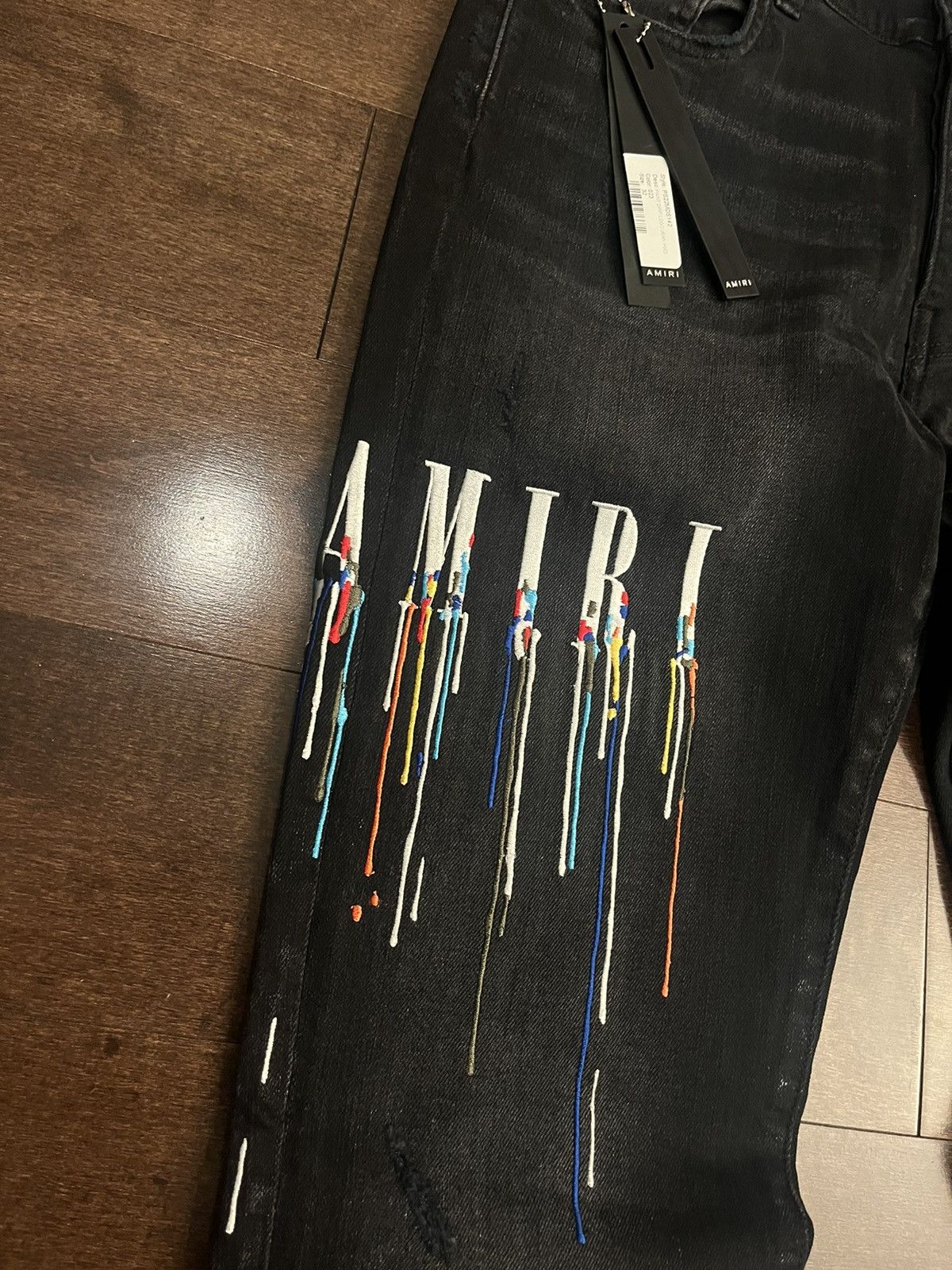 Amiri Amiri Paint Drip Logo Jeans | Grailed