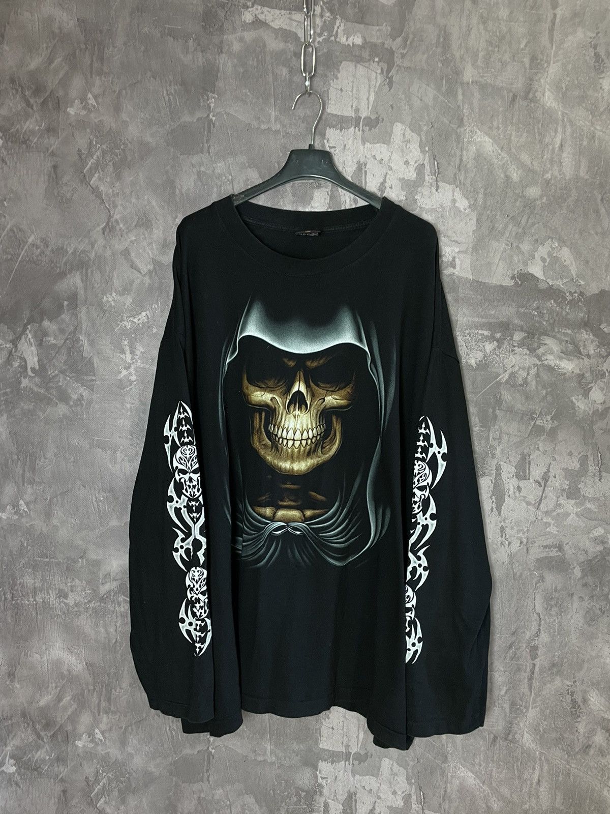 Affliction × Skulls × Vintage Spiral trible long sleeve sk8 y2k 2000s ...