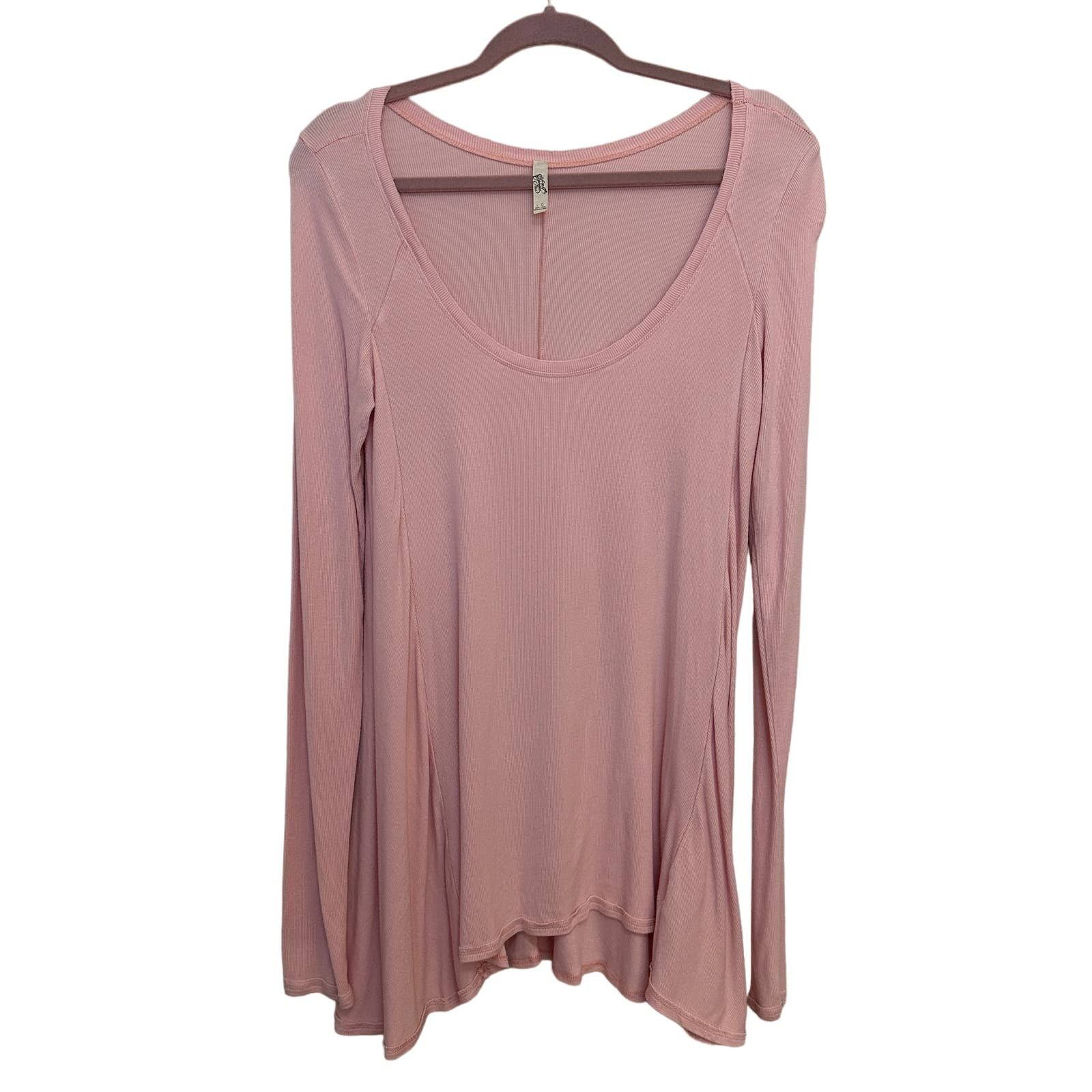 Free People Free People Large Balletcore Pastel Pink Ribbed Long Sleeve ...