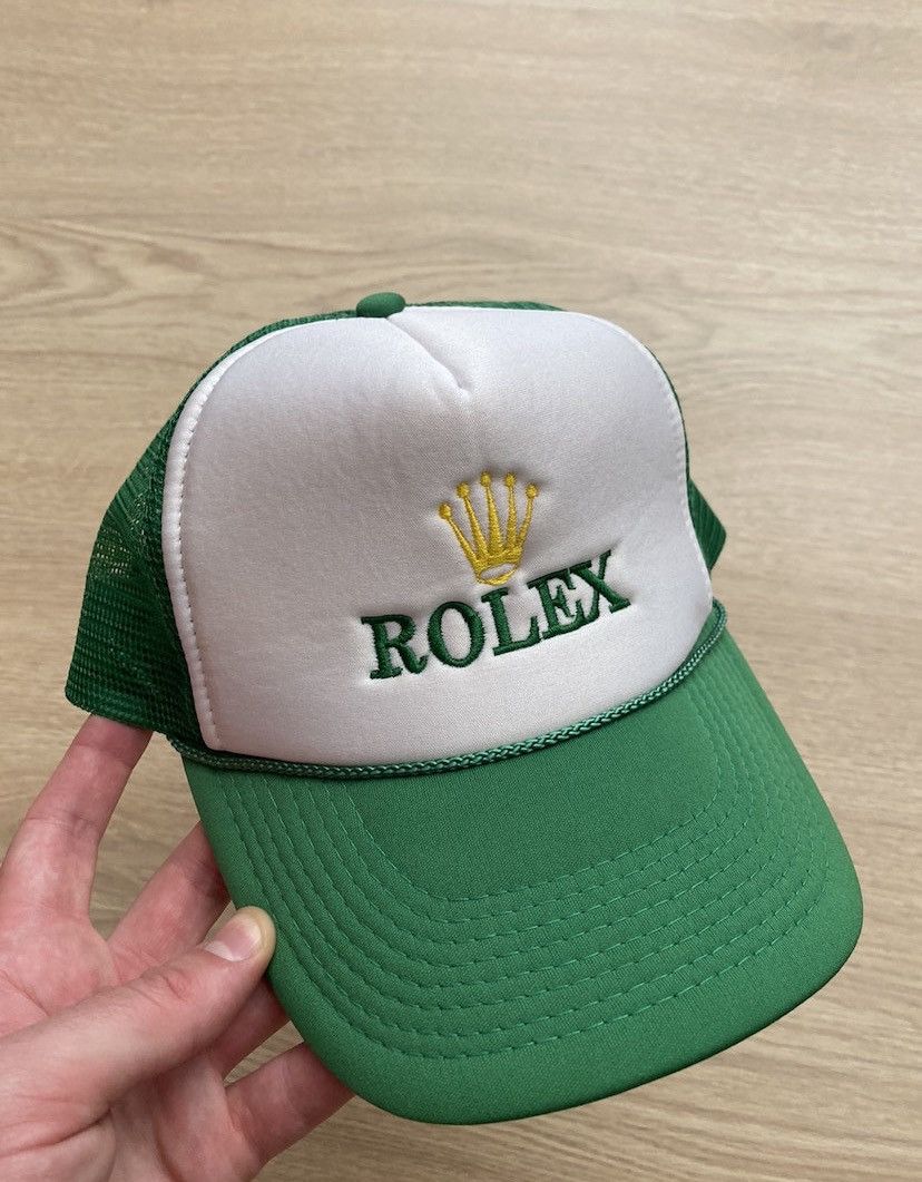Vintage Vintage 90’s Rolex Logo Y2K Green Trucker Hat | Grailed
