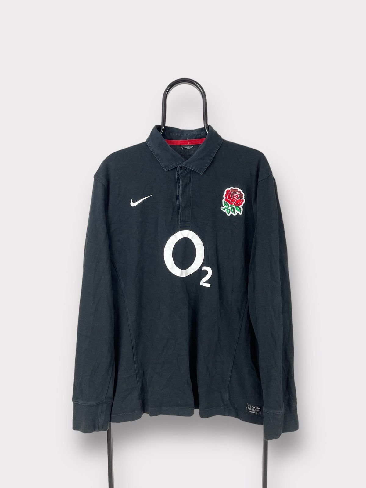 Nike × Vintage Men’s Vintage Nike Black O2 England Rugby Polo Shirt ...