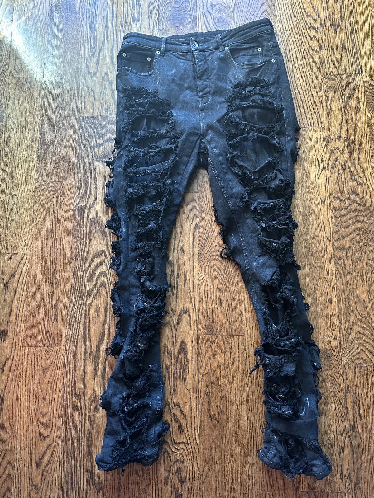 Rick Owens Rick Owens Drkshdw Skinny Detroit cut Destroyed Denim 32 ...