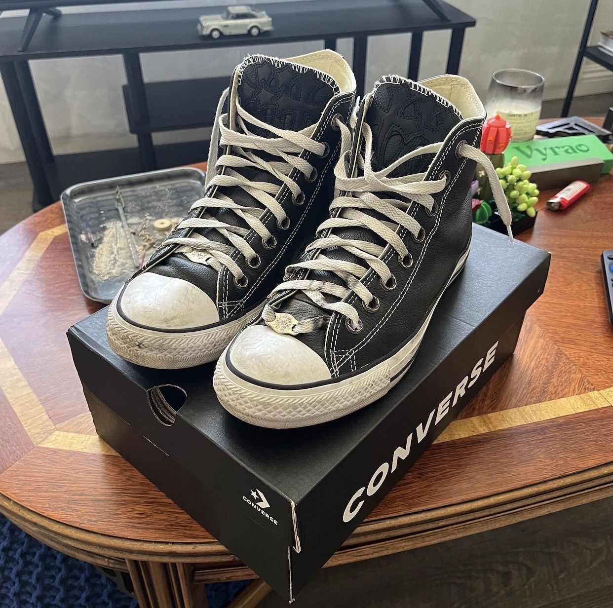 Chrome Hearts × Converse Chrome Hearts X Converse Leather High Tops | Grailed