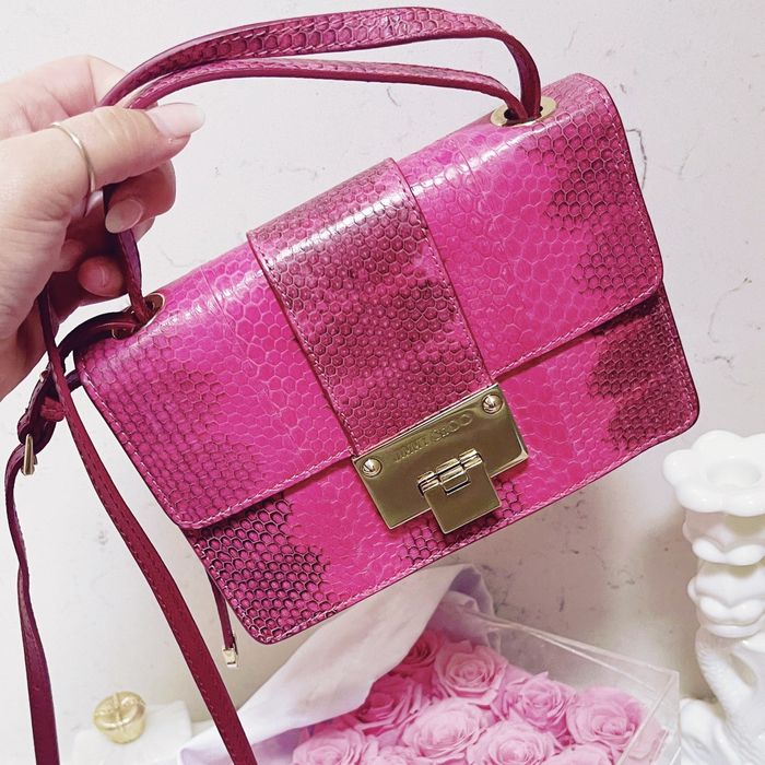 Jimmy Choo Authentic Jimmy Choo Barbie Pink Python Rebel Crossbody Bag ...