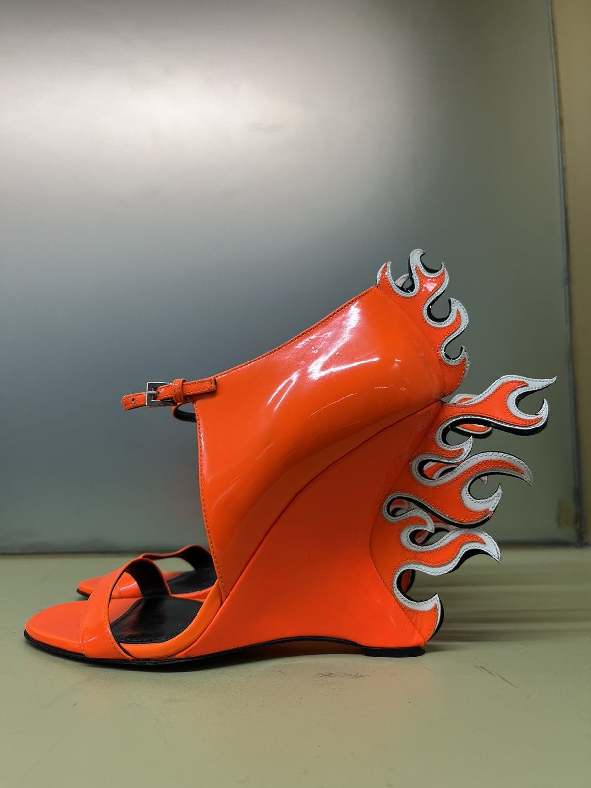 Prada Prada Flame Patent Leather Orange Heels | Grailed