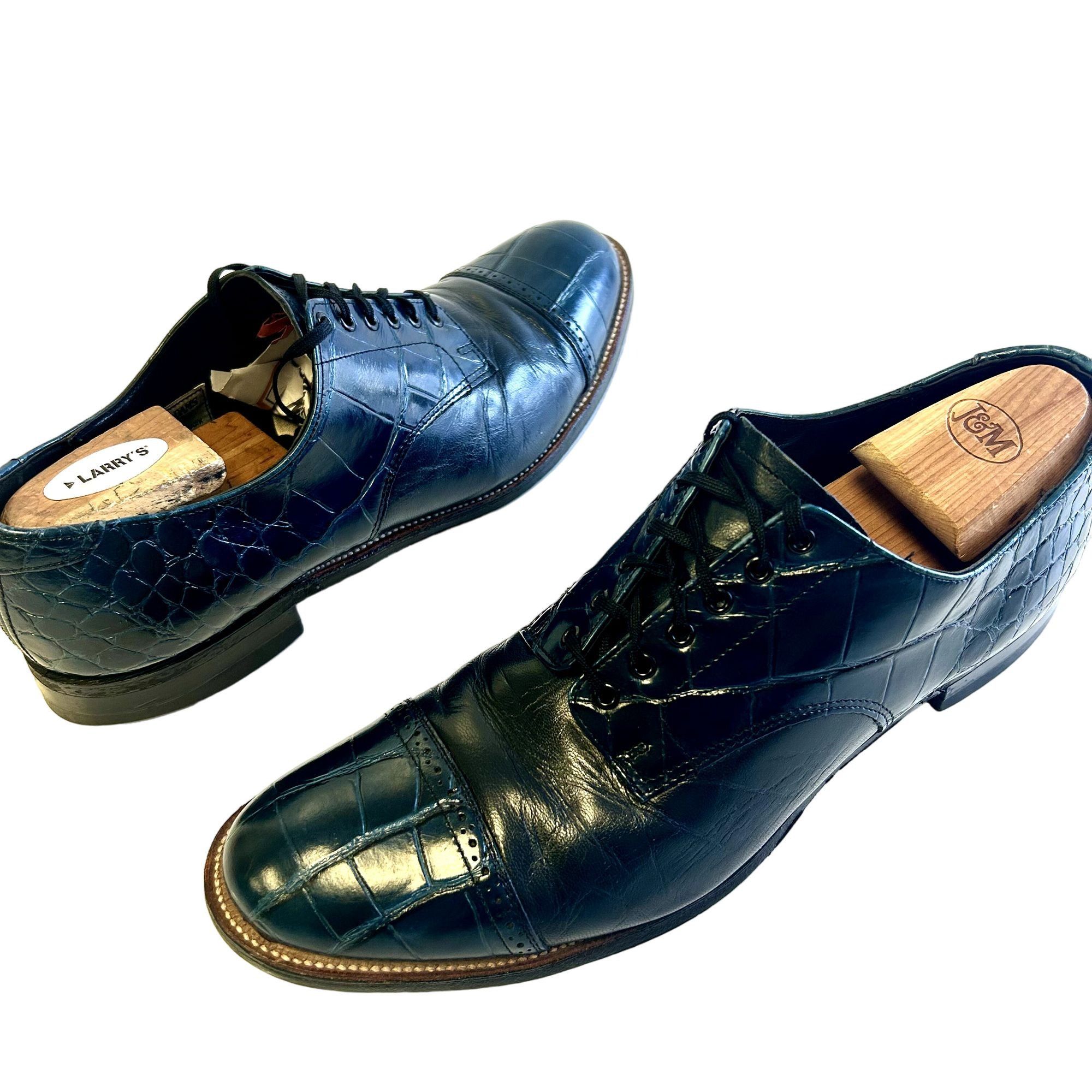 Stacy Adams Stacy Adams Blue ALLIGATOR Print Leather DRESS Shoes ...