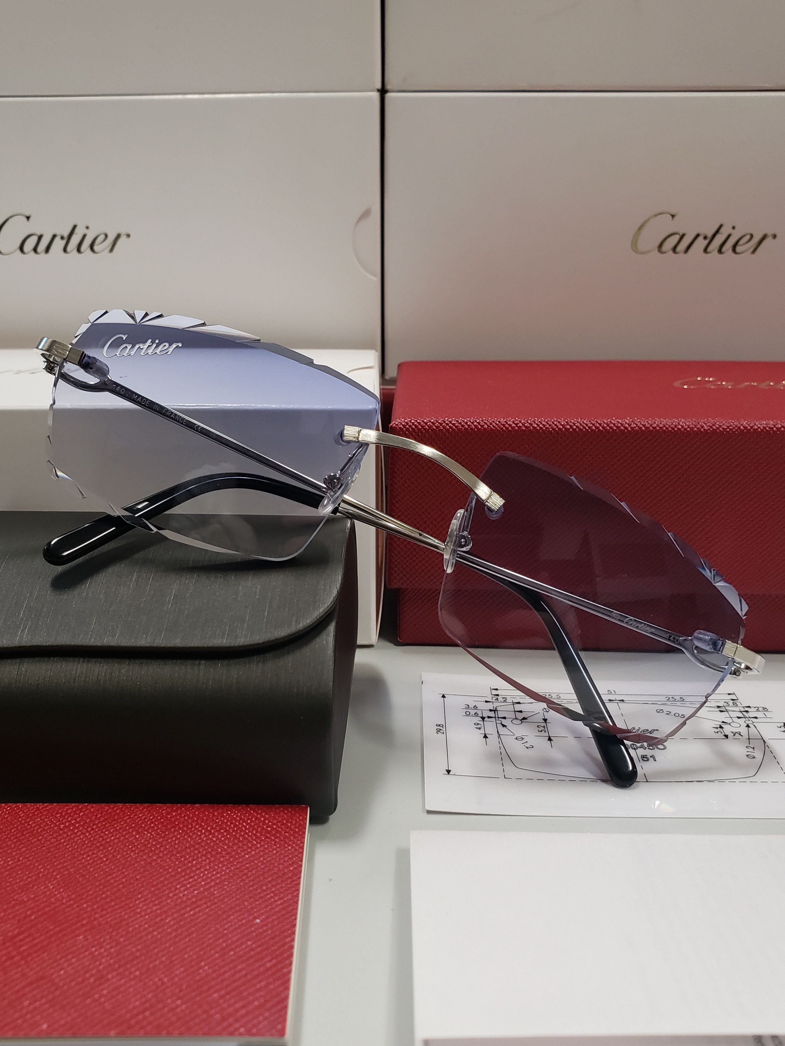 Cartier Cartier Sunglasses Harmattan Platinum Custom Diamond Cuts | Grailed