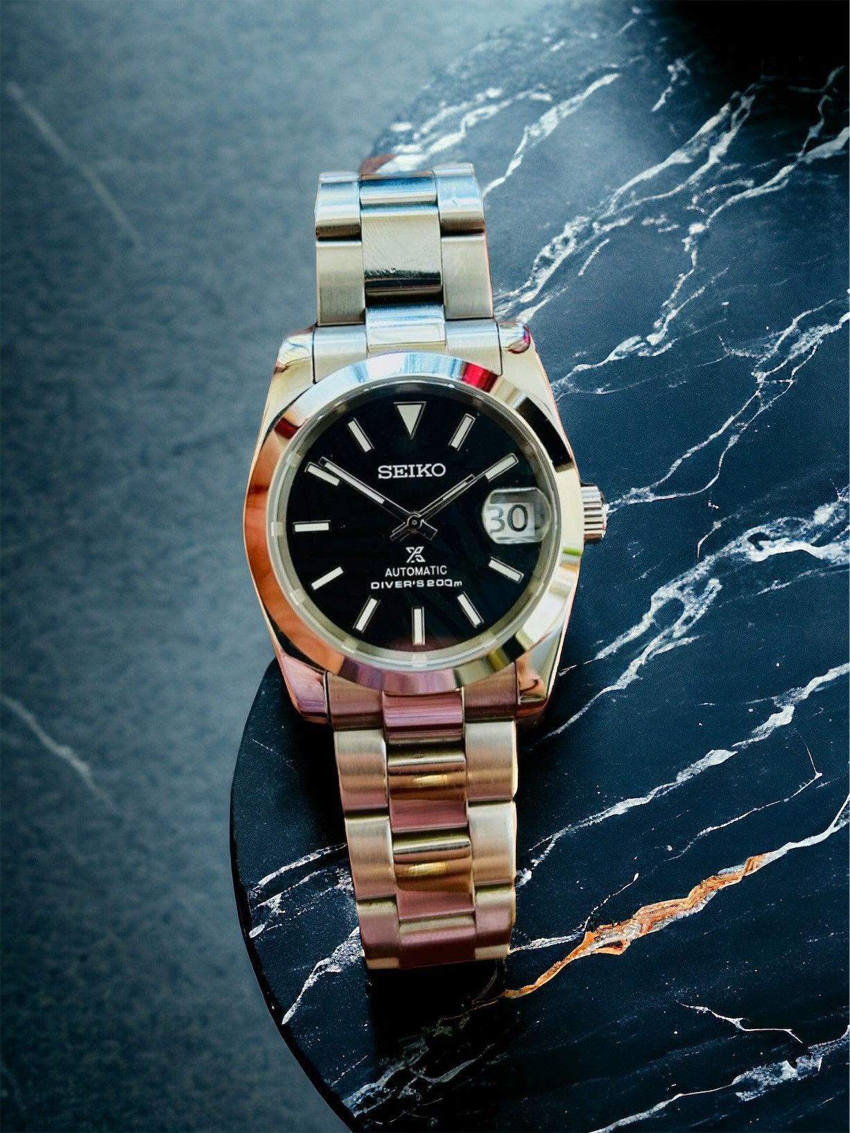 Seiko Seiko Mod Prospex Black Datejust Steel Automatic 36mm Watch | Grailed