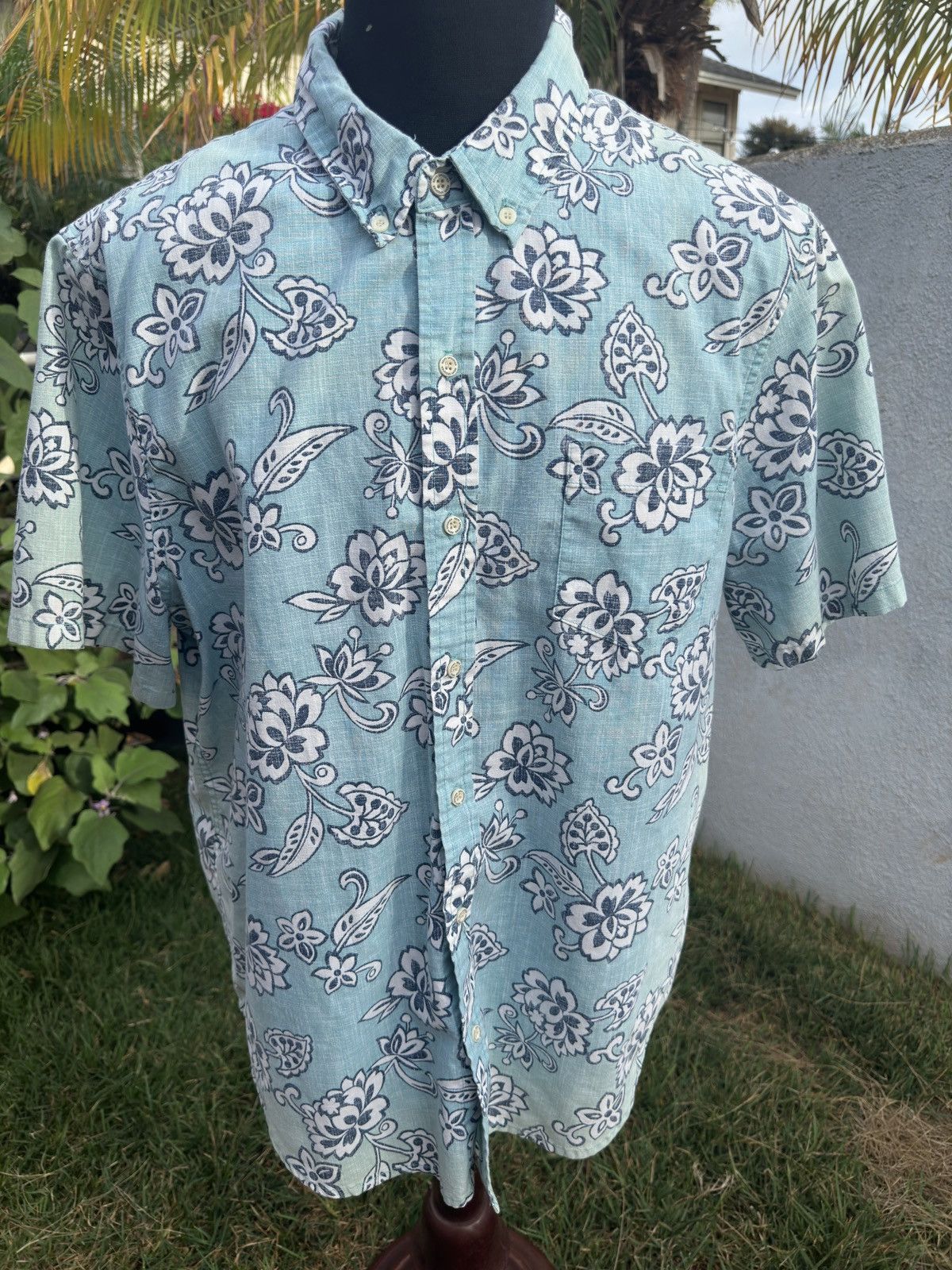 Reyn Spooner Reyn Spooner Hawaiian Print Full Button Blue Men's XL Teal ...