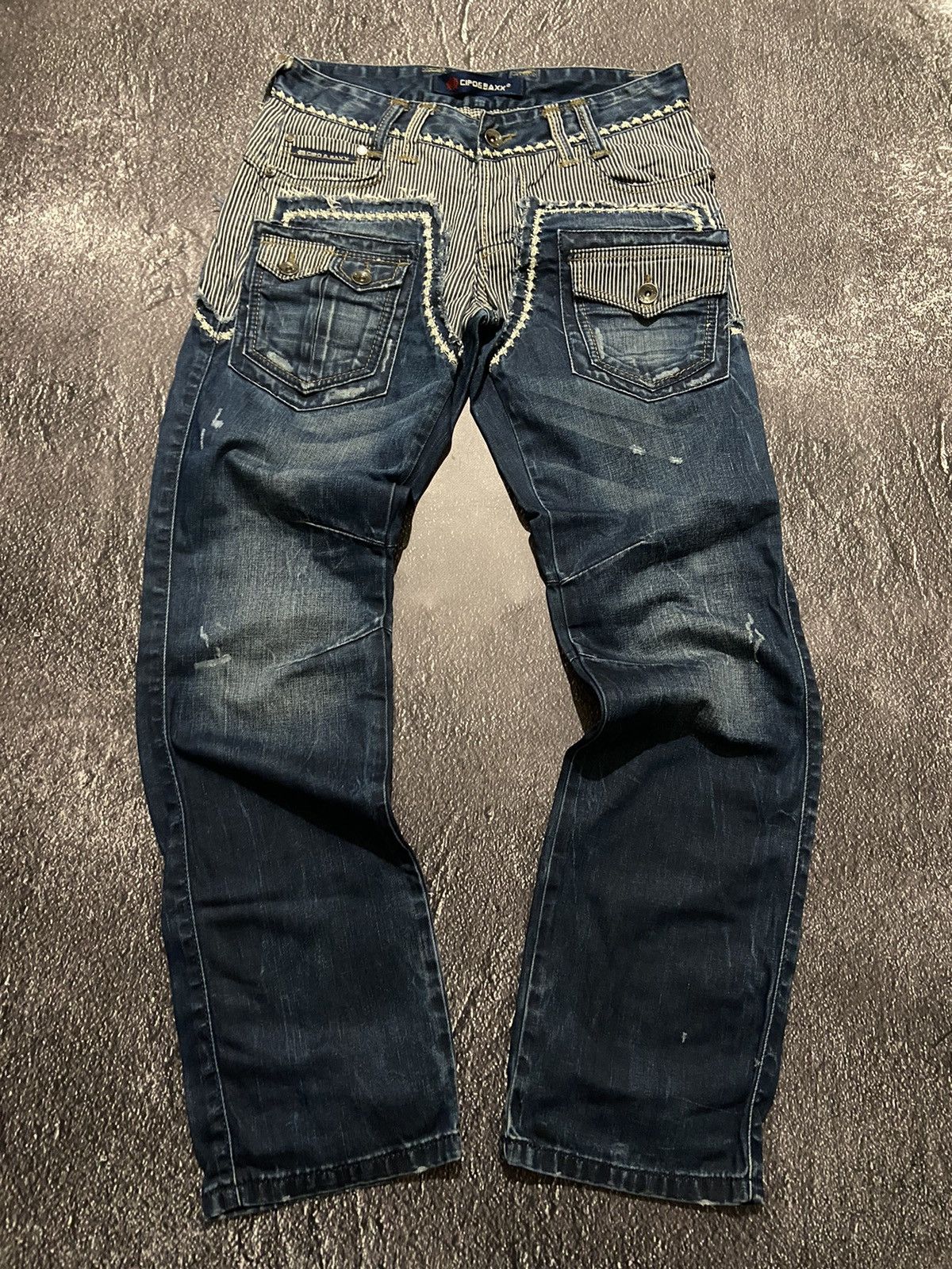 Vintage Jeans dirty pants faded crash denim thrashed multi pocket | Grailed
