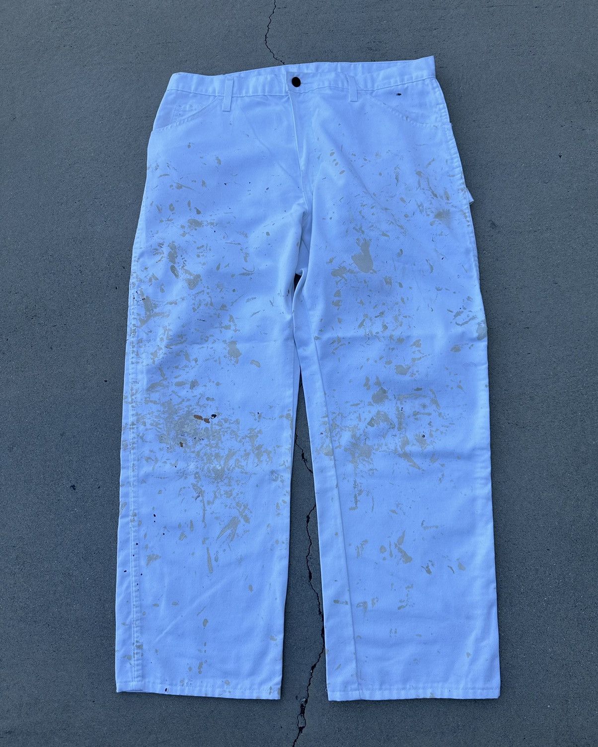 Vintage White Paint Splatter Baggy Carpenter Pant | Grailed