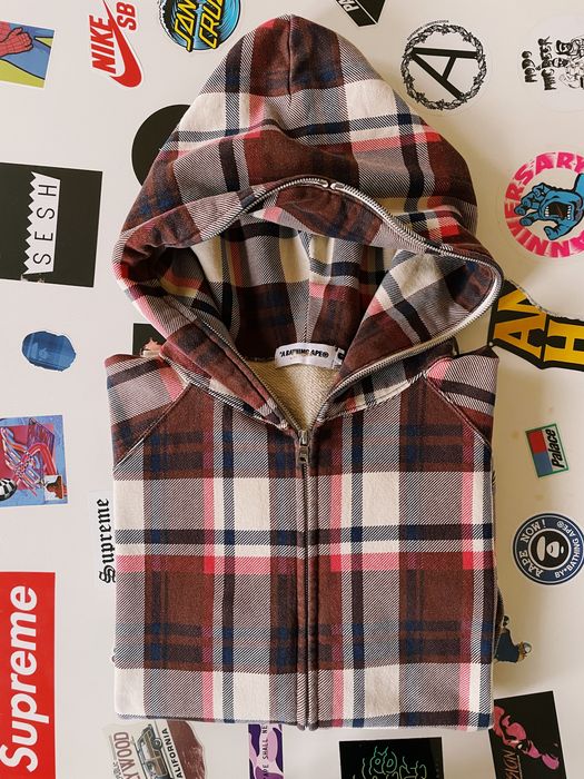 Bape Bape A Bathing Ape Lovegene Check Plaid Fullzip Hoodie | Grailed
