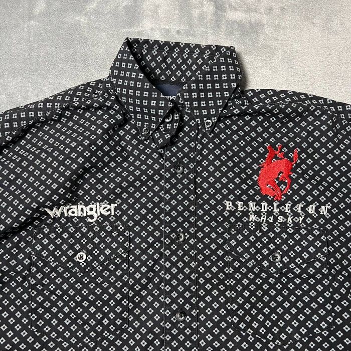 Wrangler Wrangler Button Shirt M Black Pendleton Whisky Logo Rodeo ...