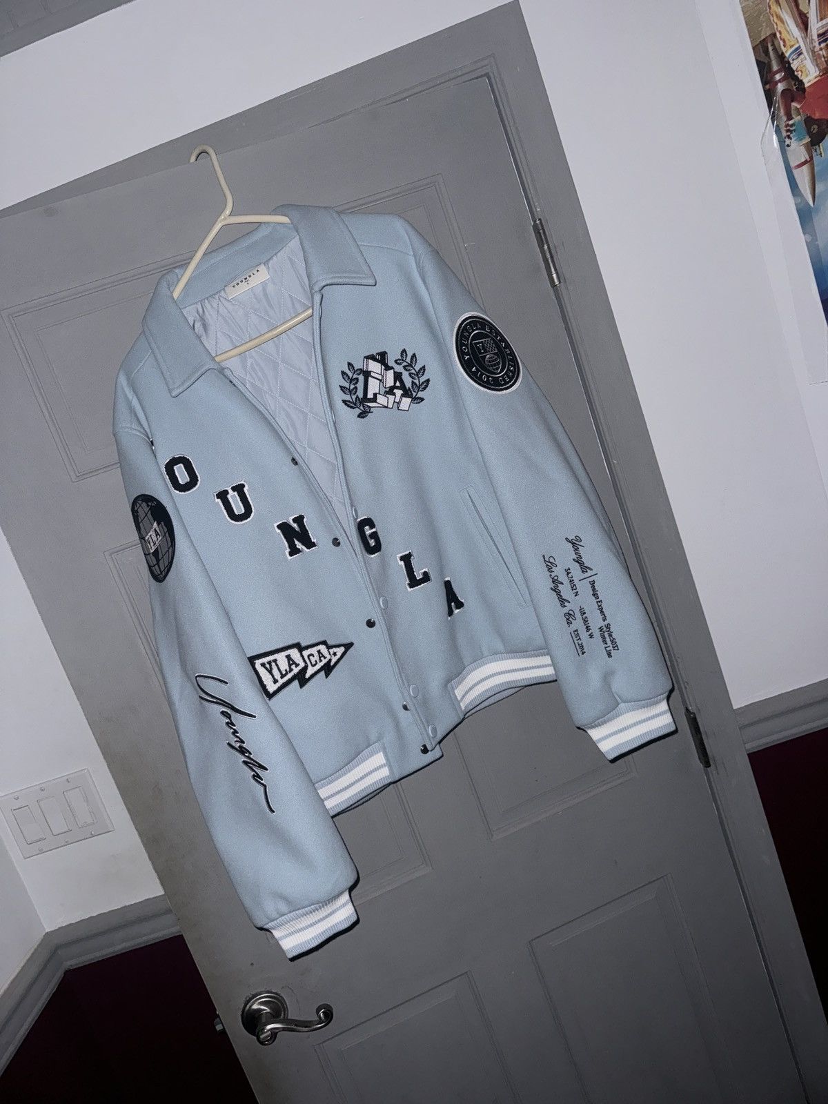 Streetwear Young LA Light Blue Varsity Jacket | Grailed