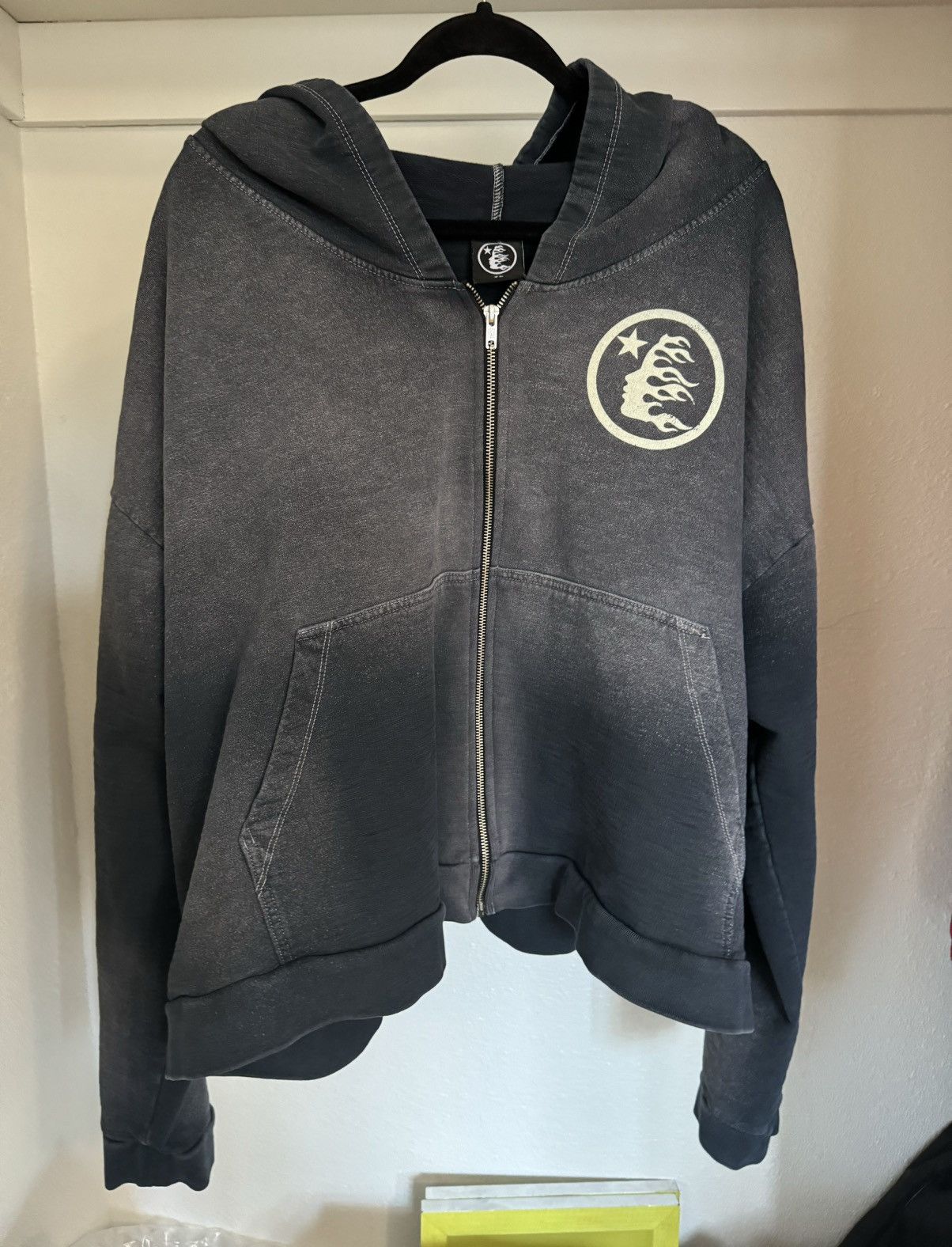 HELLSTAR Hellstar Cropped Zip up Hoodie Black Washed | Grailed