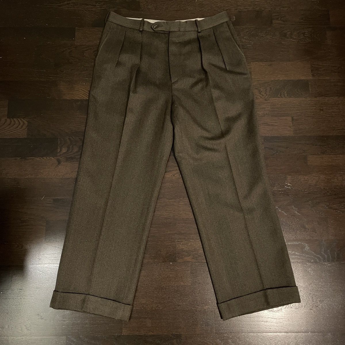 Paul Stuart Vintage Paul Stuart Olive Twill Double Pleated Trousers ...