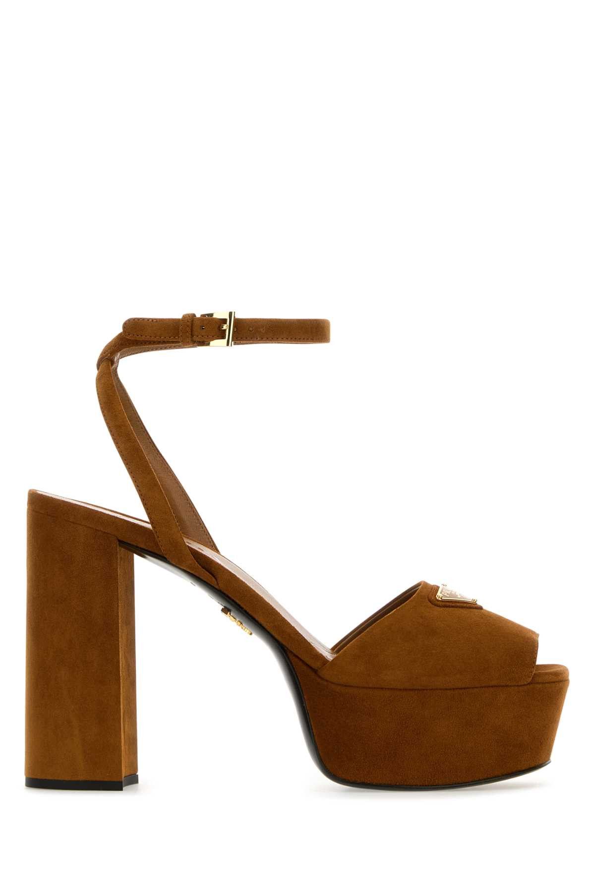 Prada Caramel Suede Sandals | Grailed