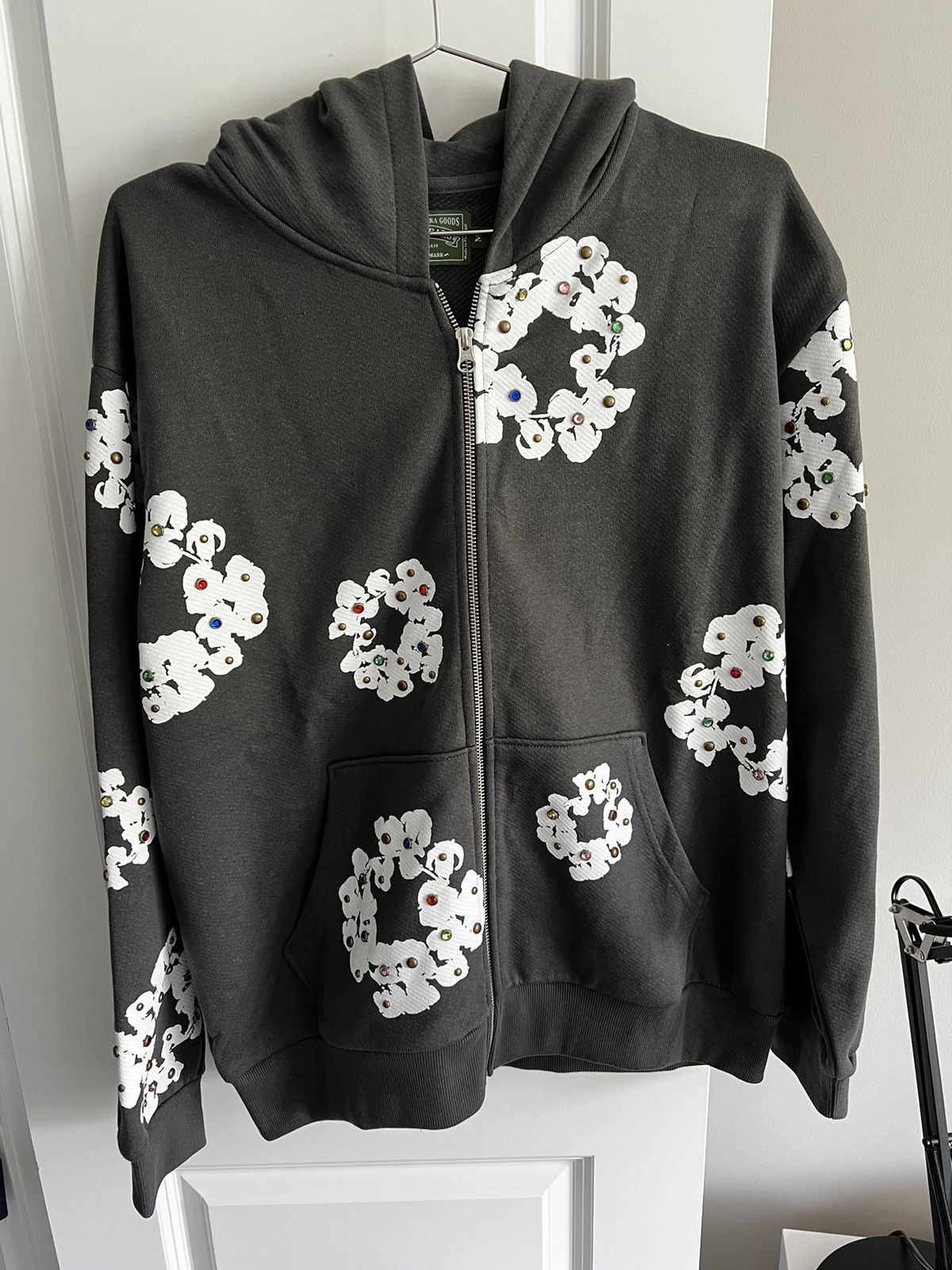 DENIM TEARS × Luxury Denim Tears Rhinestone Wreath Zip Up Hoodie | Grailed