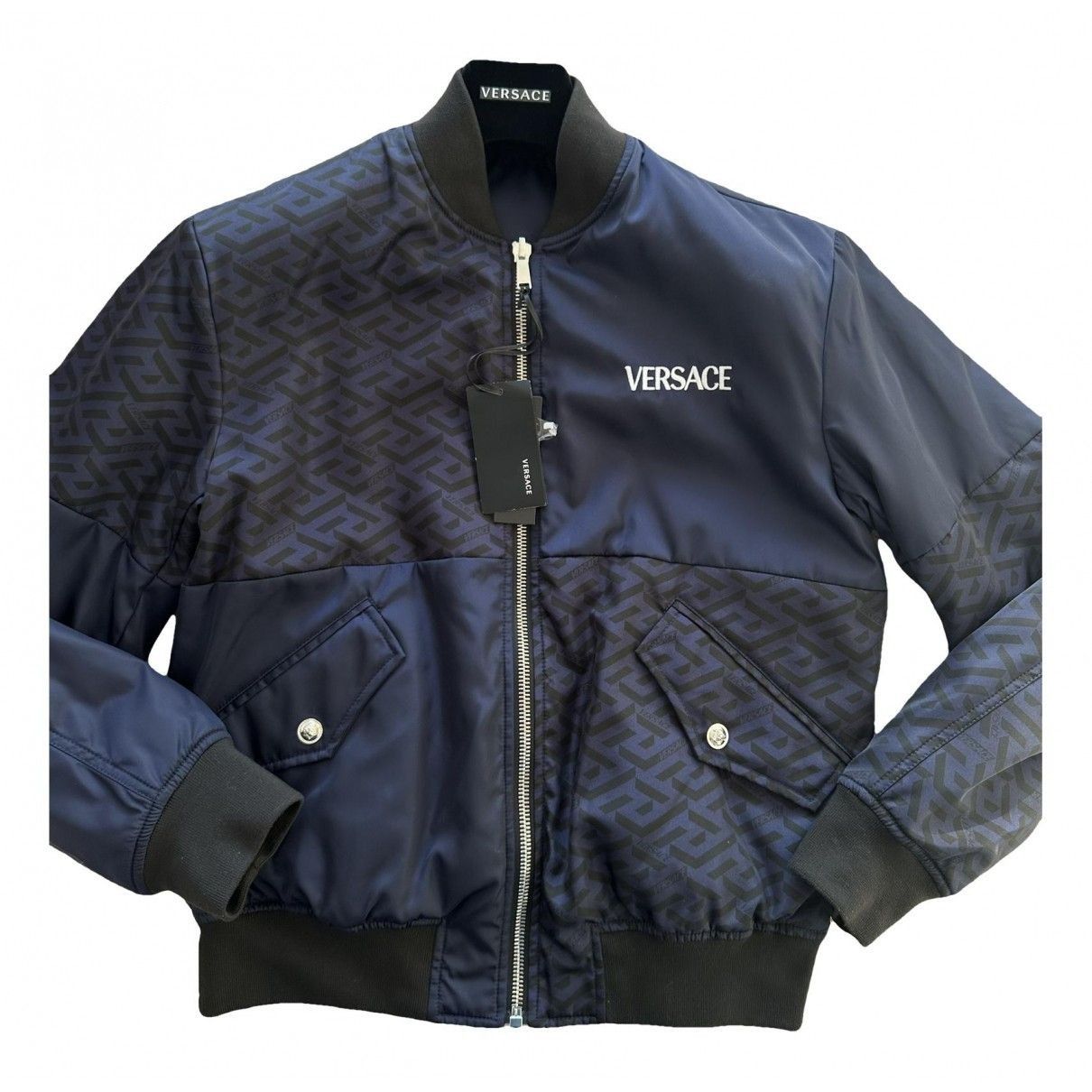 Versace navy polyester versace jacket | Grailed