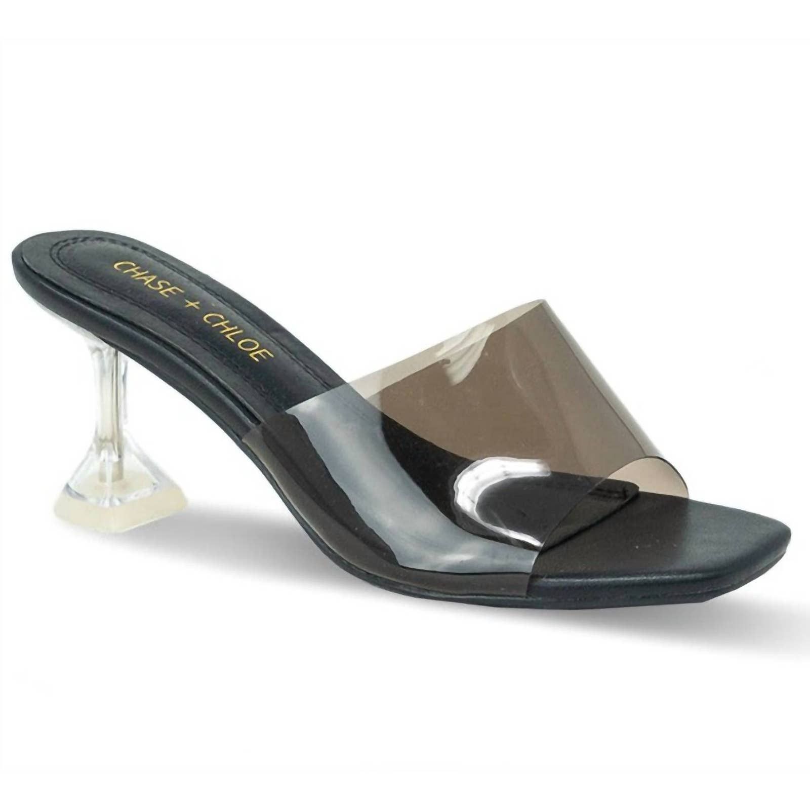 Designer CHASE + CHLOE Clear Heel Slides In Black | Grailed