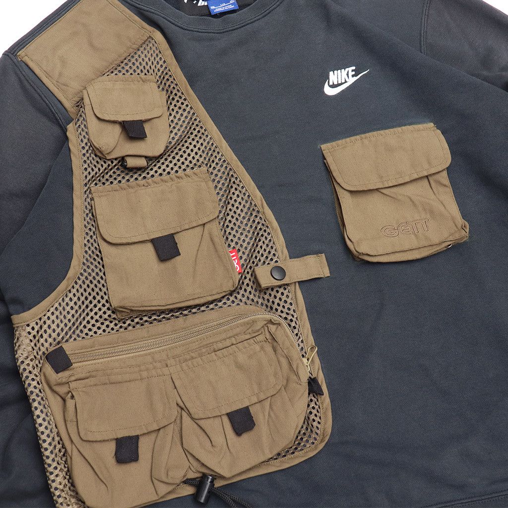 Nike × Streetwear Reworked Nike Tactical Crewneck Faded-Black/Brown ...