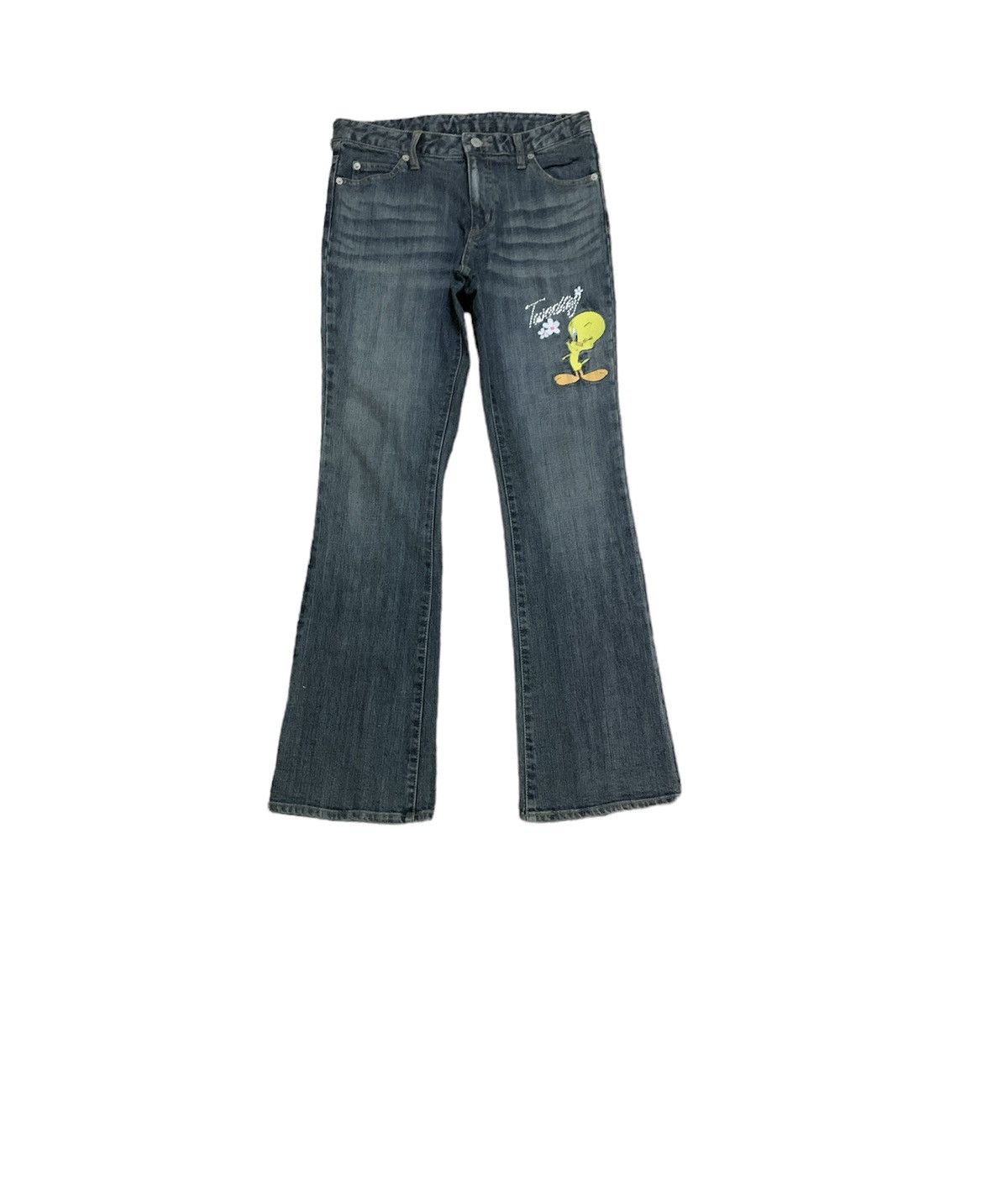 Japanese Brand Japanese Tweety Looney Tunes Embroidered Flared Jeans ...