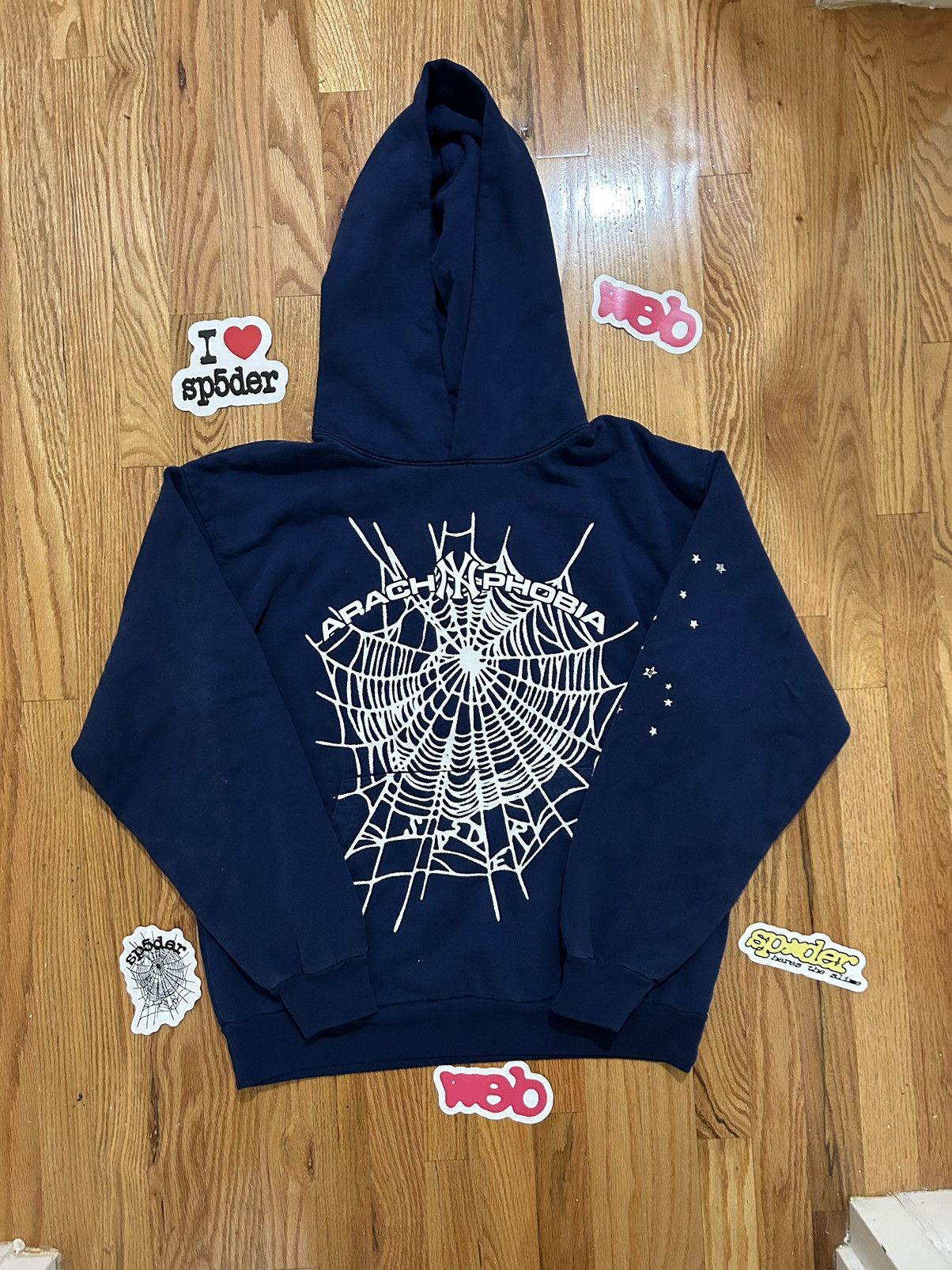 Spider Worldwide Sp5der Navy Phobia Ny Hoodie | Grailed