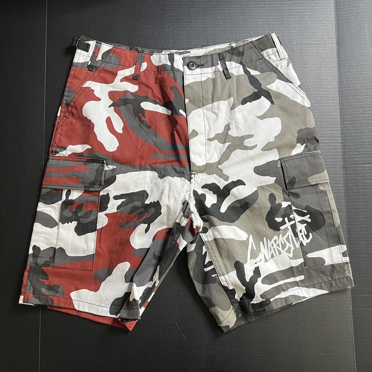 Ransom Clothing Gnarcotic Split Camo Shorts - Black/Red MD | Grailed