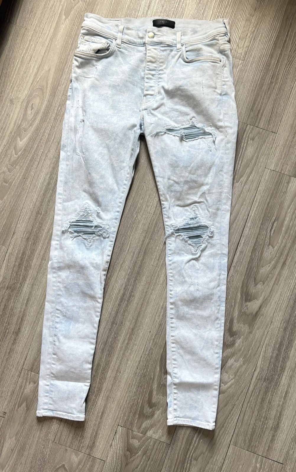 Amiri Amiri baby blue bandana jeans | Grailed