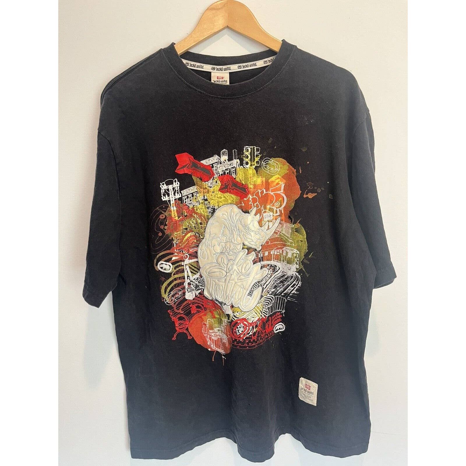 Ecko Unltd. Vintage Echo Ecko Unlimited T-shirt 90s Rhino XL Back Y2K | Grailed