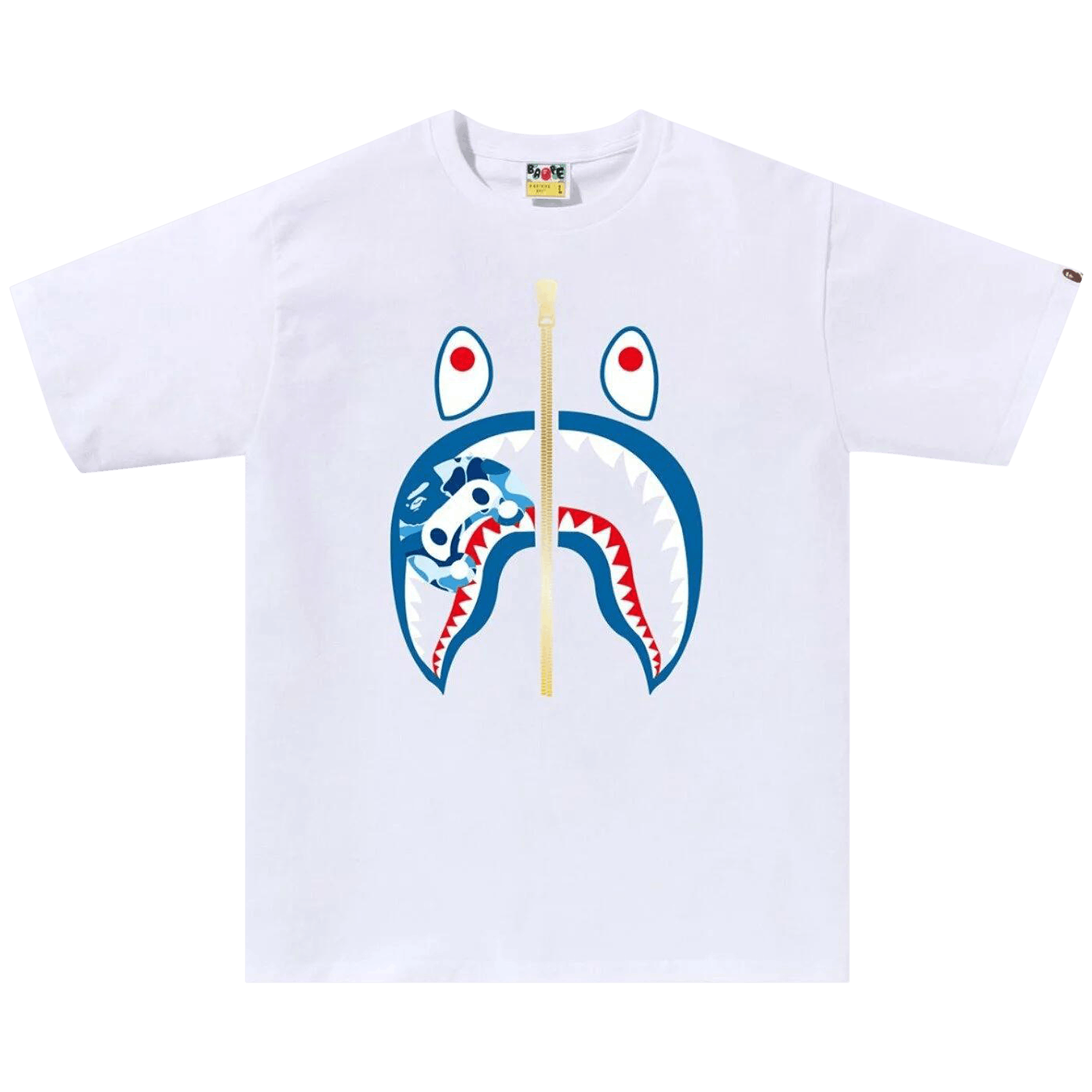 Bape BAPE ABC Camo Milo Shark Tee White/Blue | Grailed