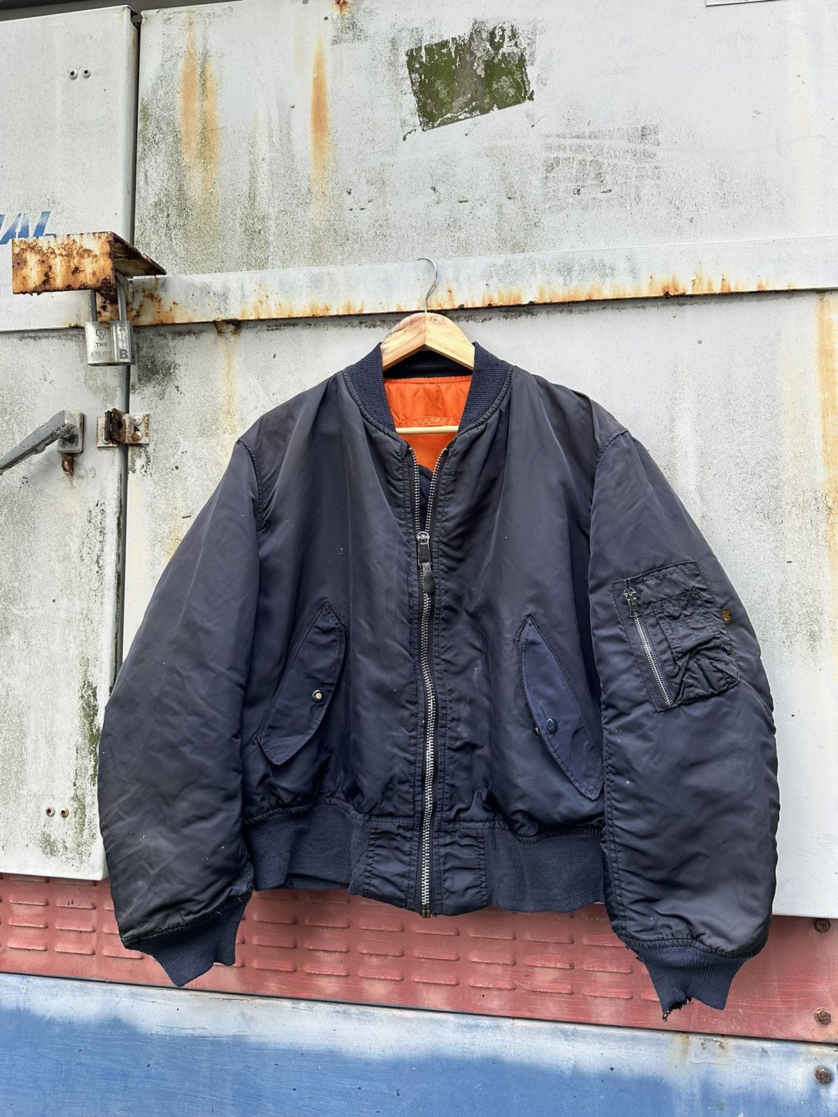 Alpha Industries × Bomber Jacket × Vintage 🪖Vintage THRASHED ALPHA INDUSTRIES MA-1 Bomber Jacket ...